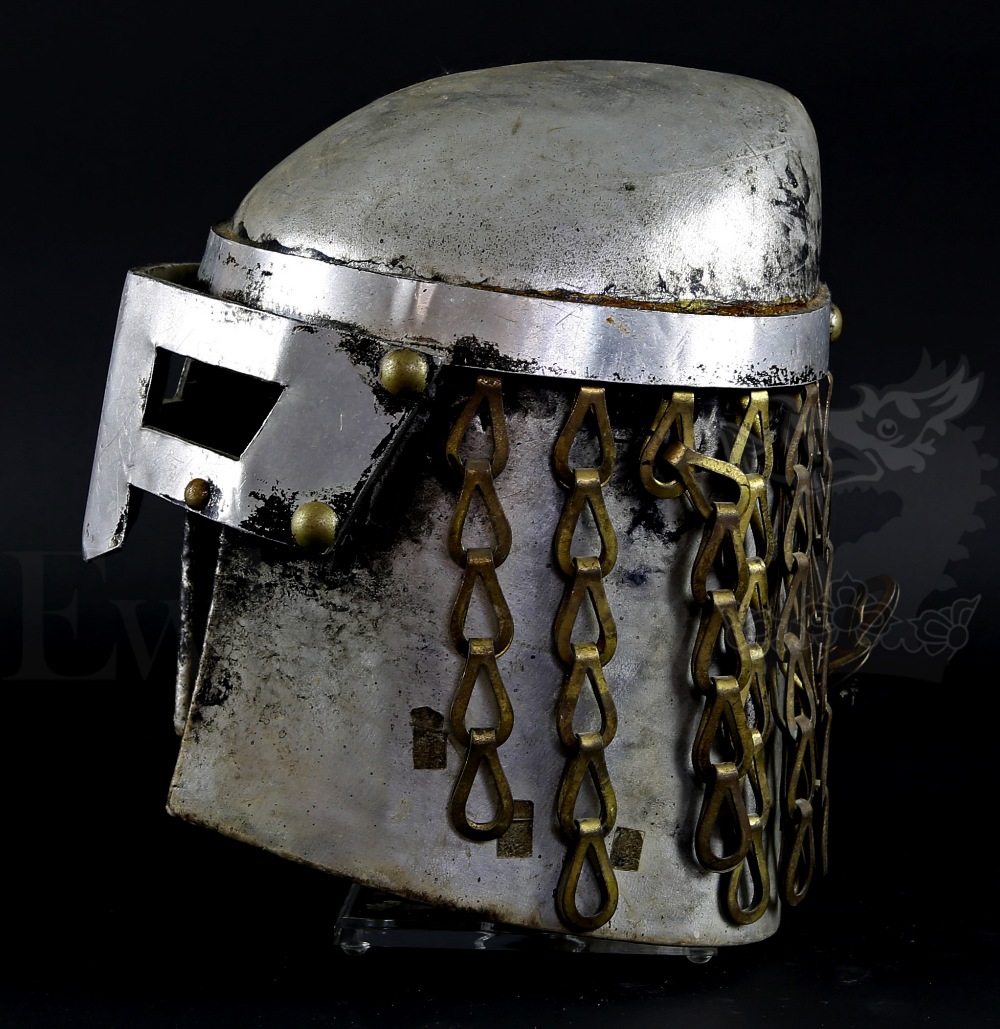 Edward II (1970) A pair of ornate medieval style Soldier Helmets with ...