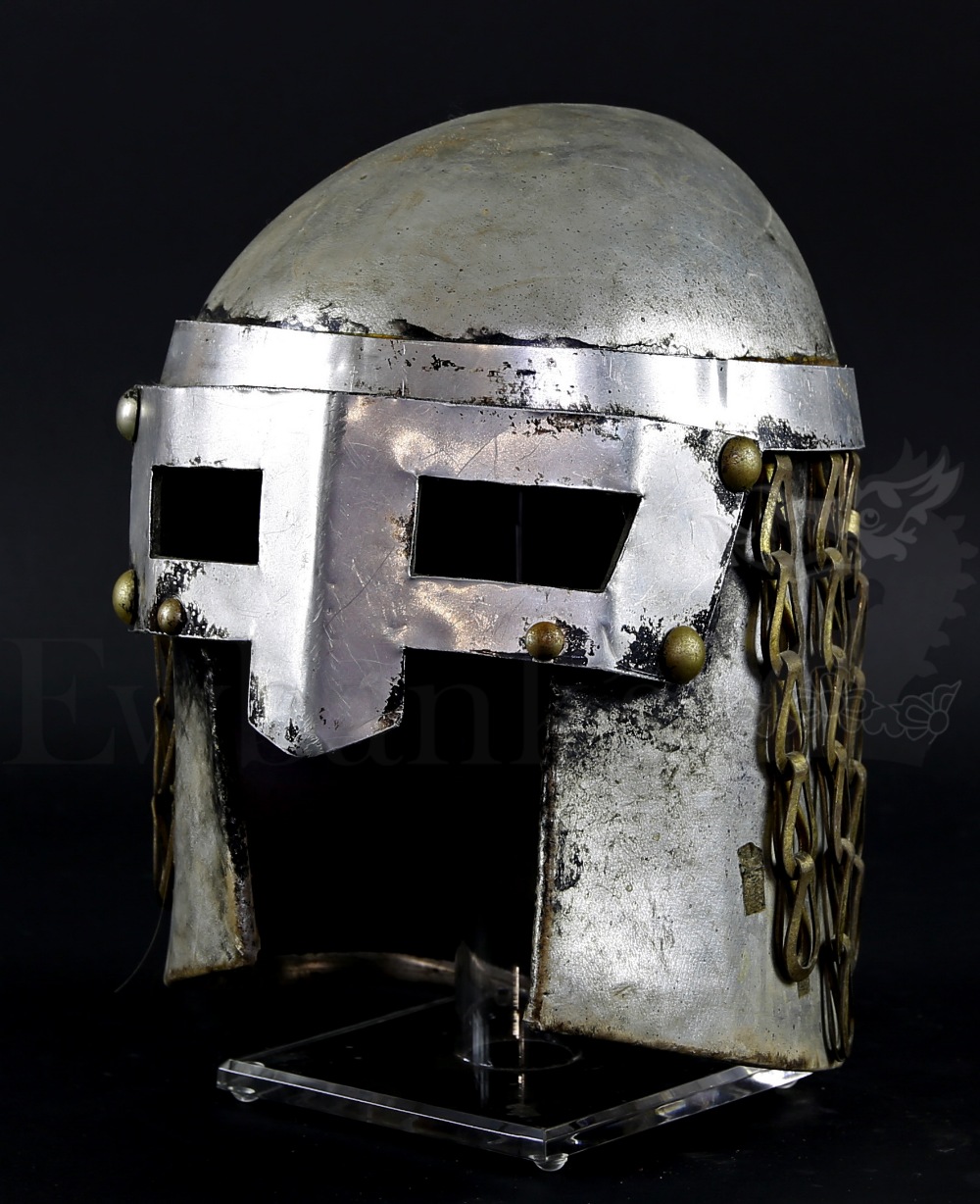 Edward II (1970) A pair of ornate medieval style Soldier Helmets with ...