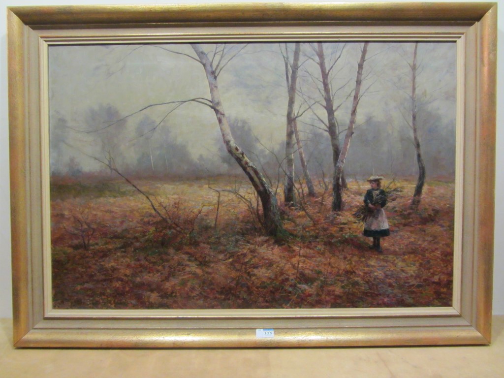 Arthur H Rigg (British exh.1882-1906): Gathering Sticks in Autumn ...