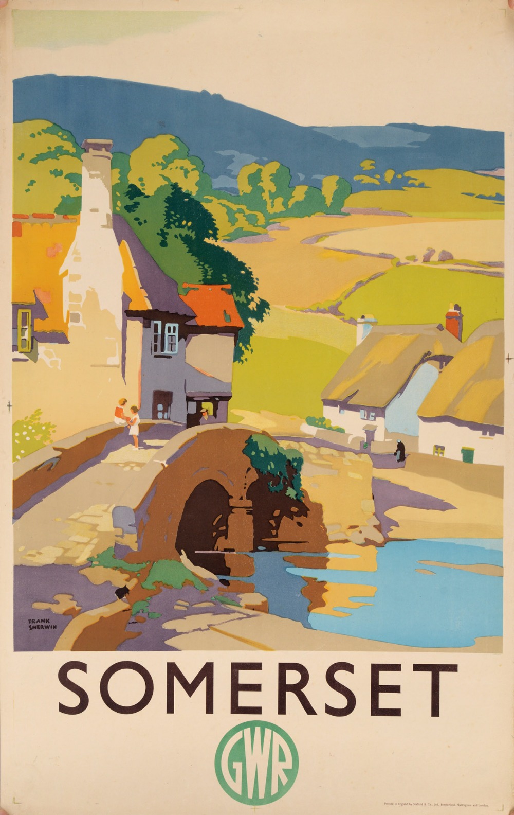 VINTAGE GWR SOMERSET RAILWAY POSTER - ALLERFORD a wonderful GWR poster ...
