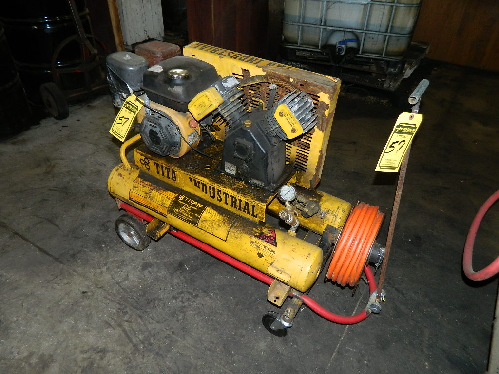 TITAN 8-GALLON HORIZONTAL TANK AIR COMPRESSOR, 5.5 HP GAS ENGINE