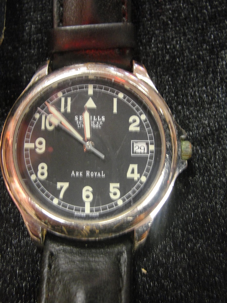A Sewills 'Ark Royal' Automatic glass-backed military watch