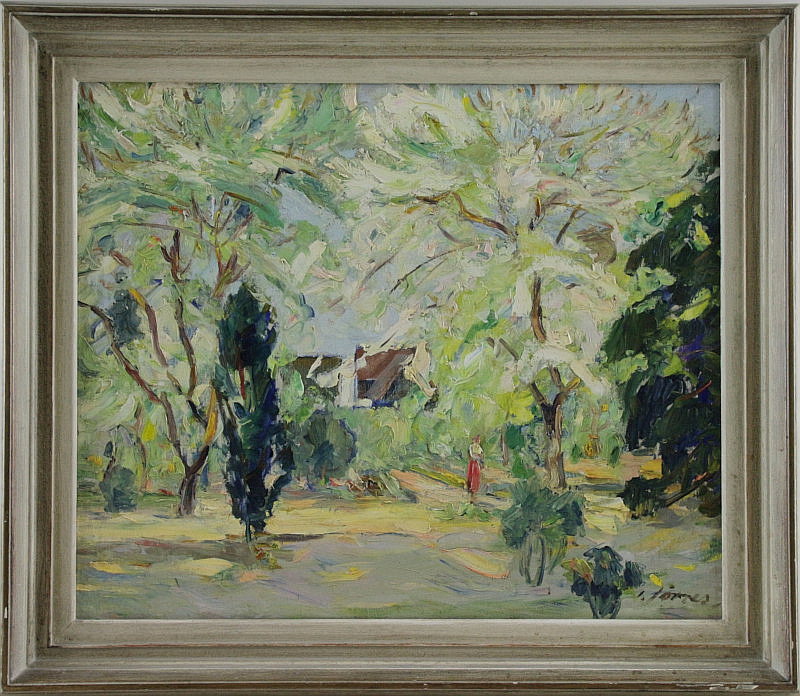 Carl Jörres (1872 - 1947) - Öl auf Leinwand, "Gartenanlage mit ...