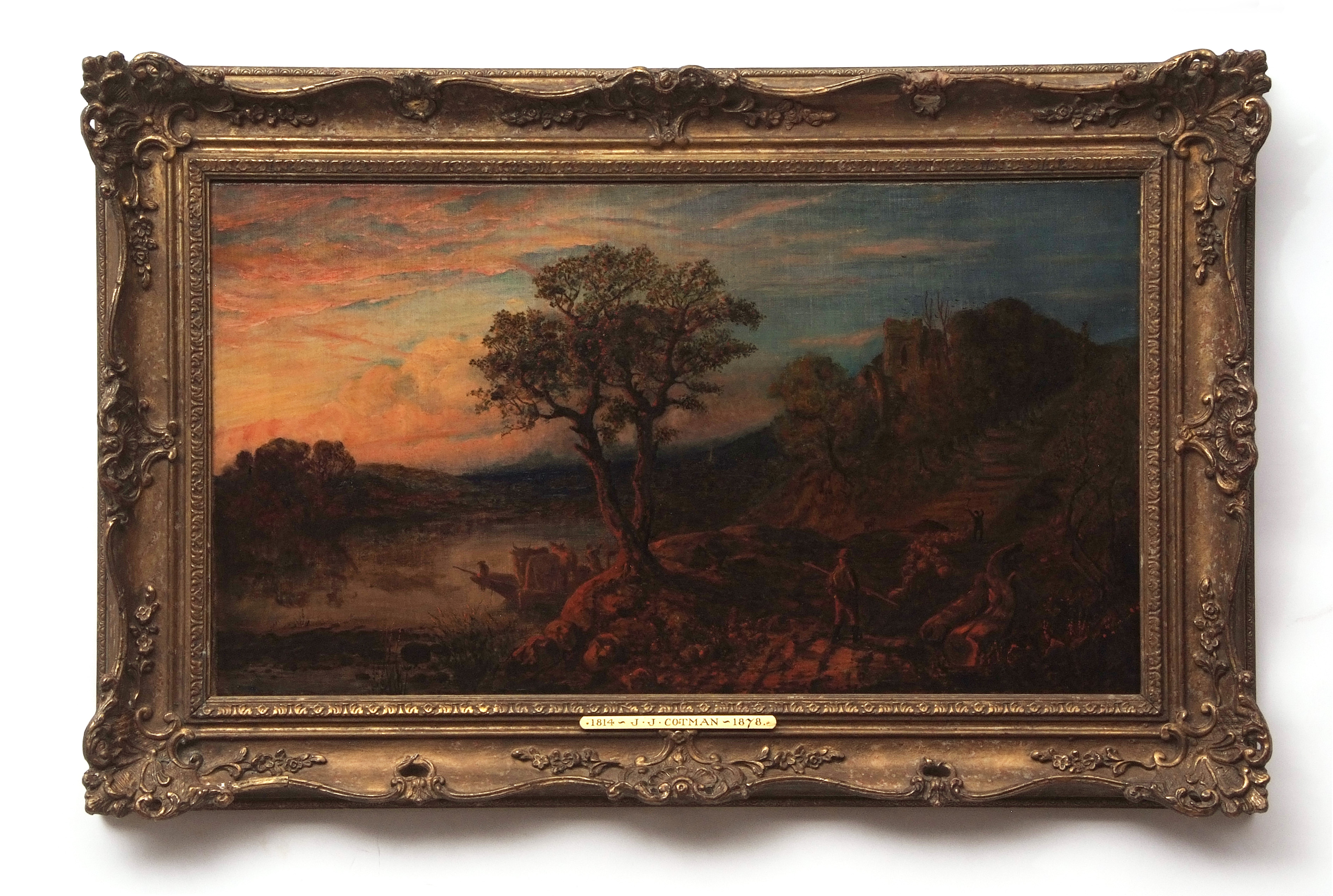 JOHN JOSEPH COTMAN (1814-1878) River landscape at sunset oil on canvas ...