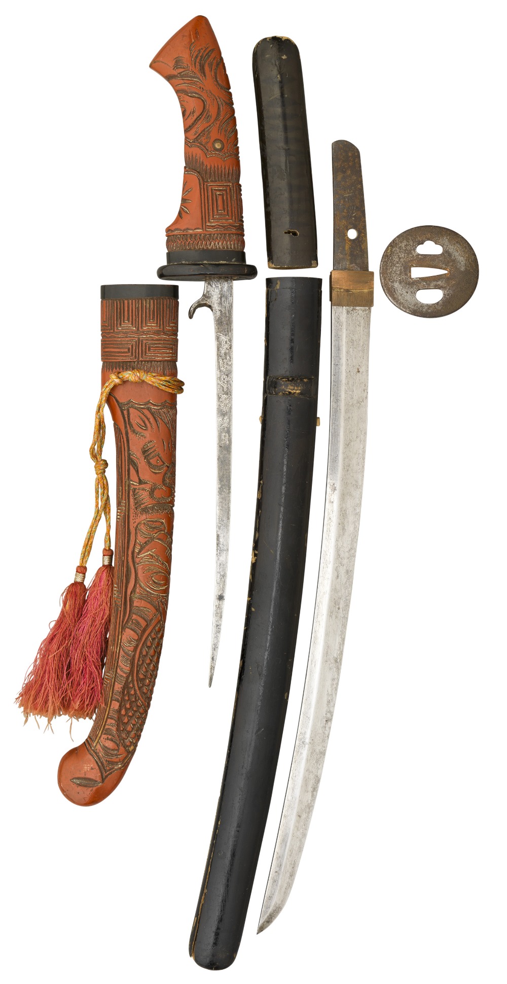 A JAPANESE HELMET BREAKER (HACHIWARA), POSSIBLY 14TH CENTURY AND A ...