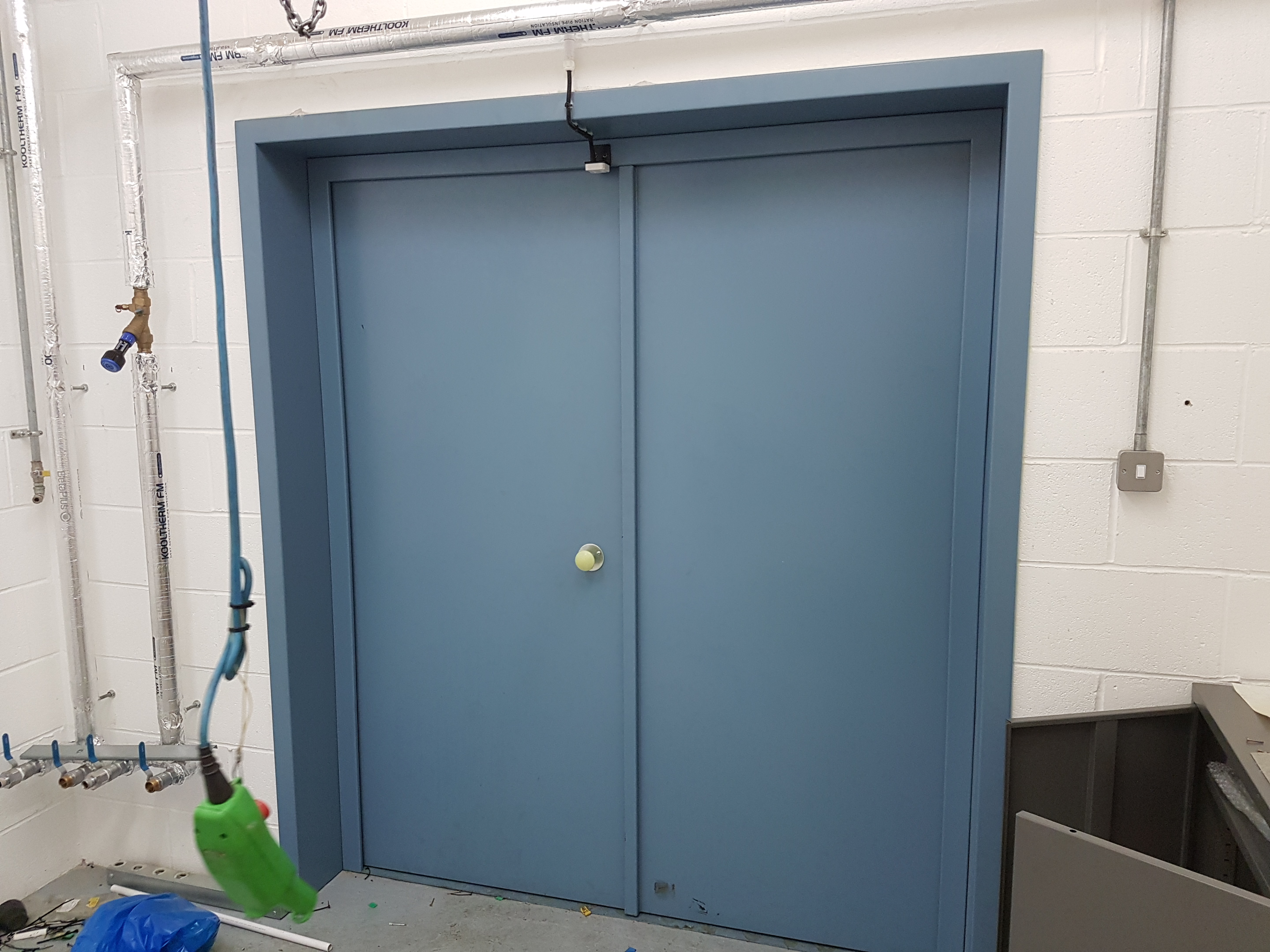 Double Steel Safety / Blast Doors with Frame and reveal, used in the ...