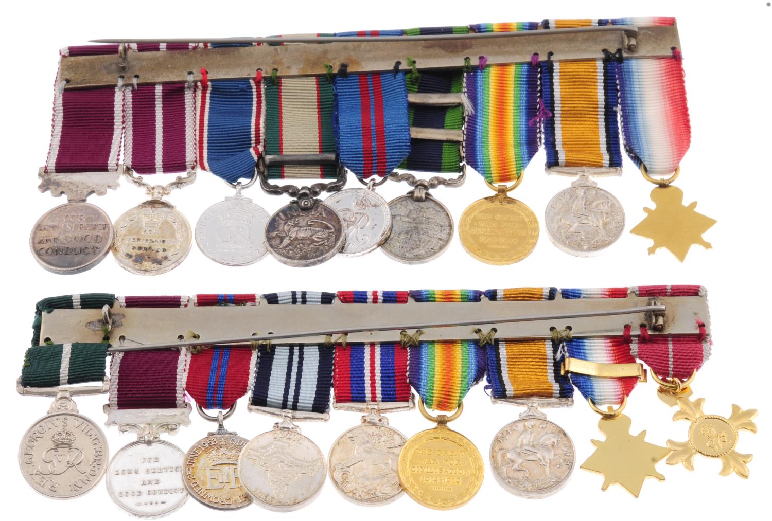 A selection of twenty-one miniature medals, mainly mounted in two ...