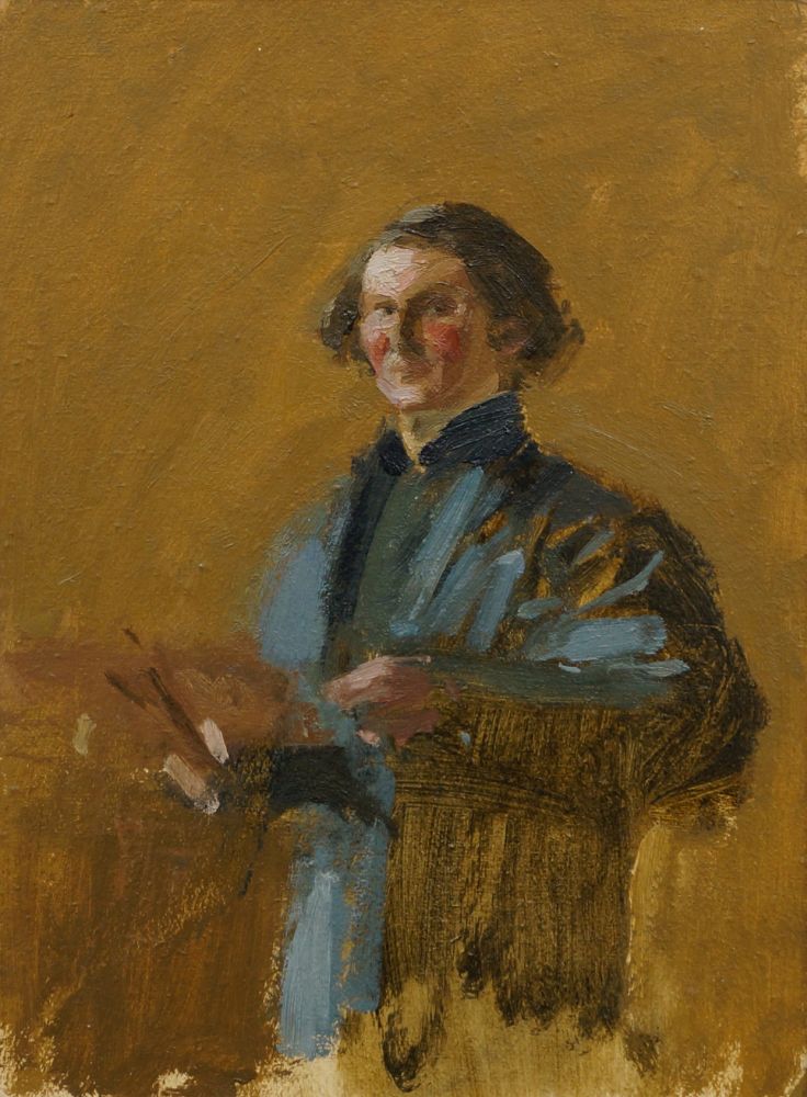 John Sergeant, British 1937-2010- Self-portrait of the artist holding ...