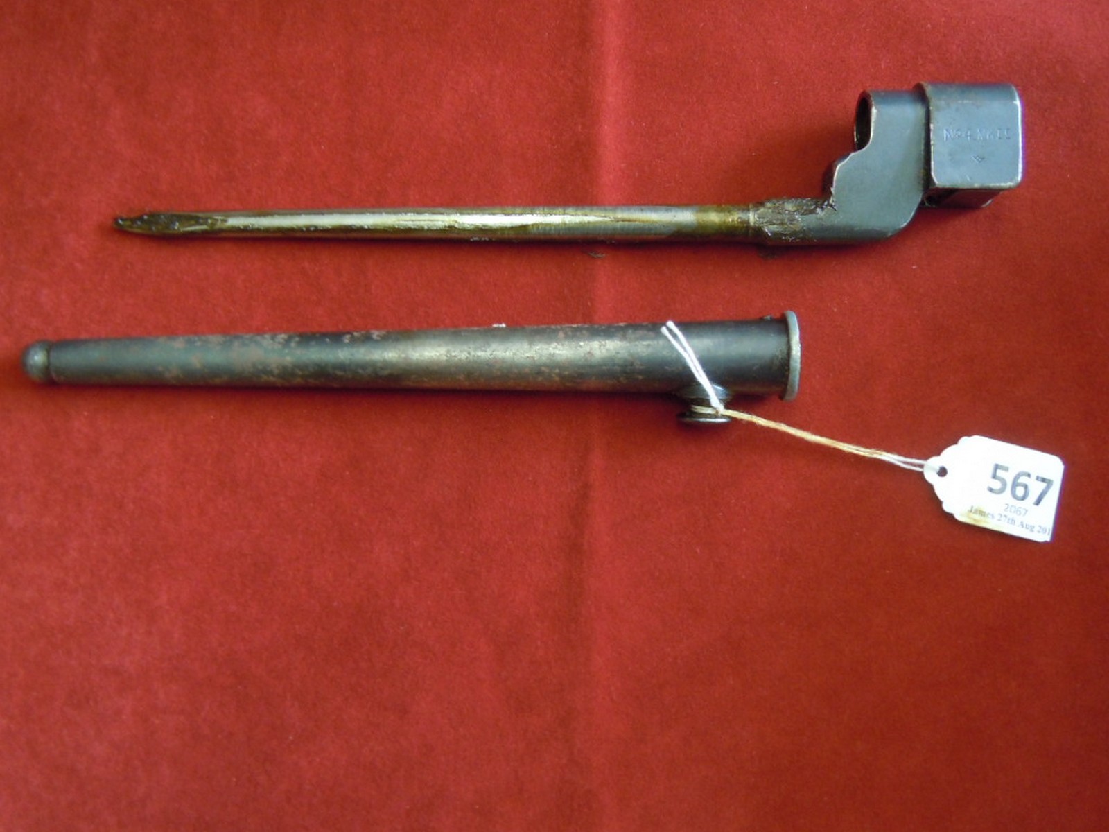 A World War II British Lee-Enfield MK2 Pig Sticker bayonet. Good.