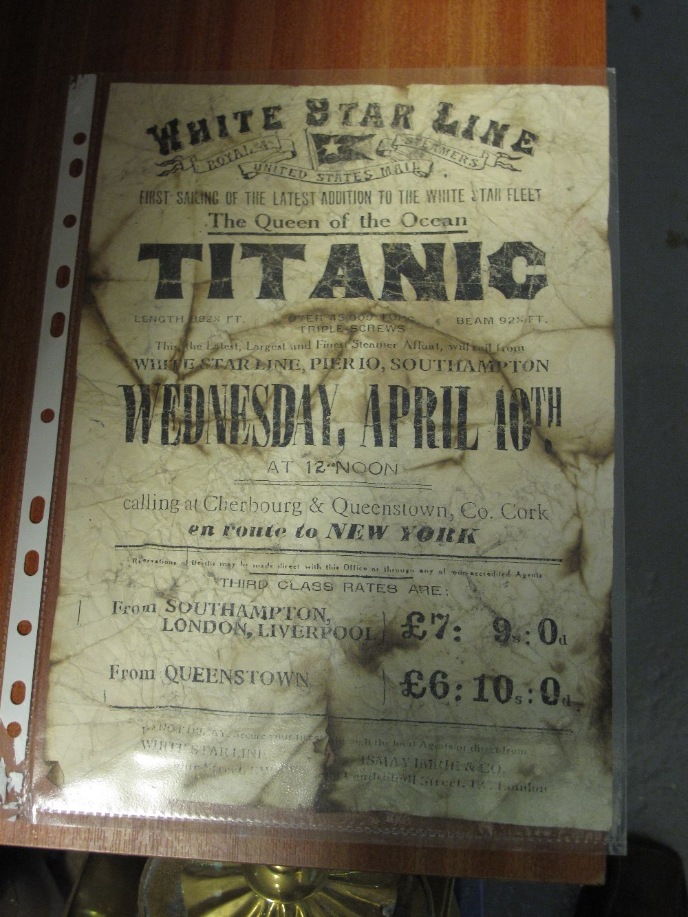White star line Titanic poster advertising 3rd class tickets from ...
