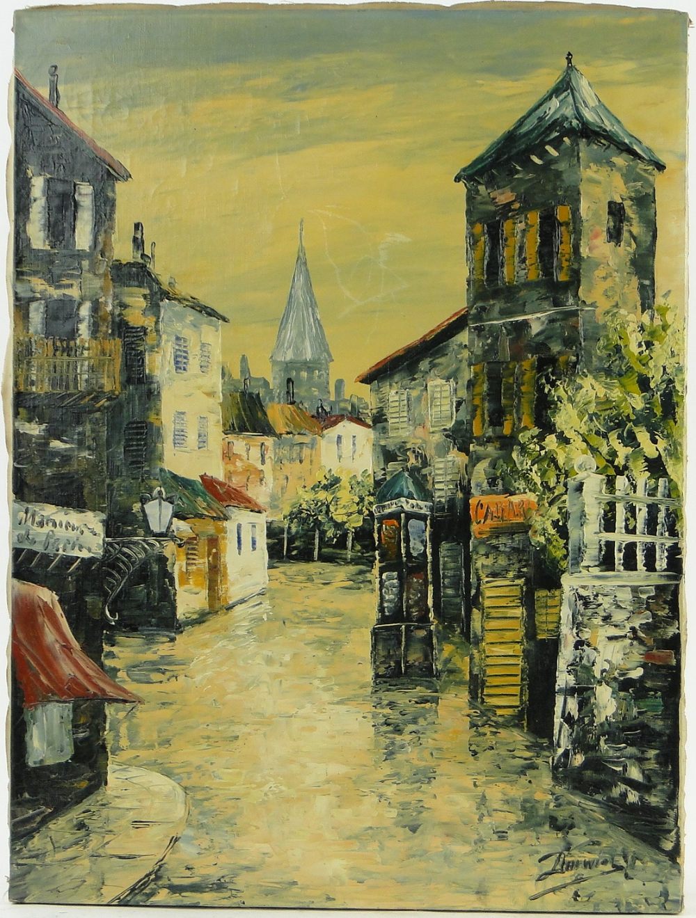 Robin Darwin, oil on canvas, Parisian scene, signed, 24" x 18", unframed.