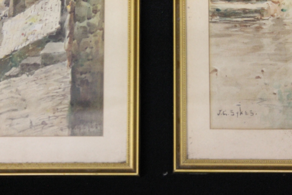 WATERCOLOUR - three watercolours by the artist J G Sykes, a street ...