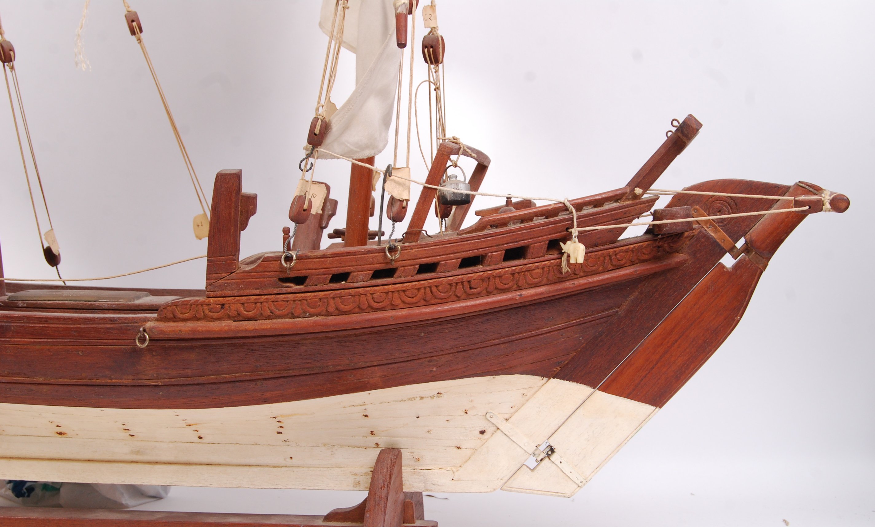 A large and impressive vintage hand made wooden model Dhow / Arabian ...