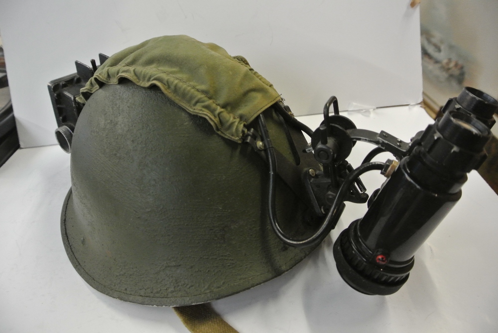 MILITARIA - A vintage Military night vision goggle helmet.