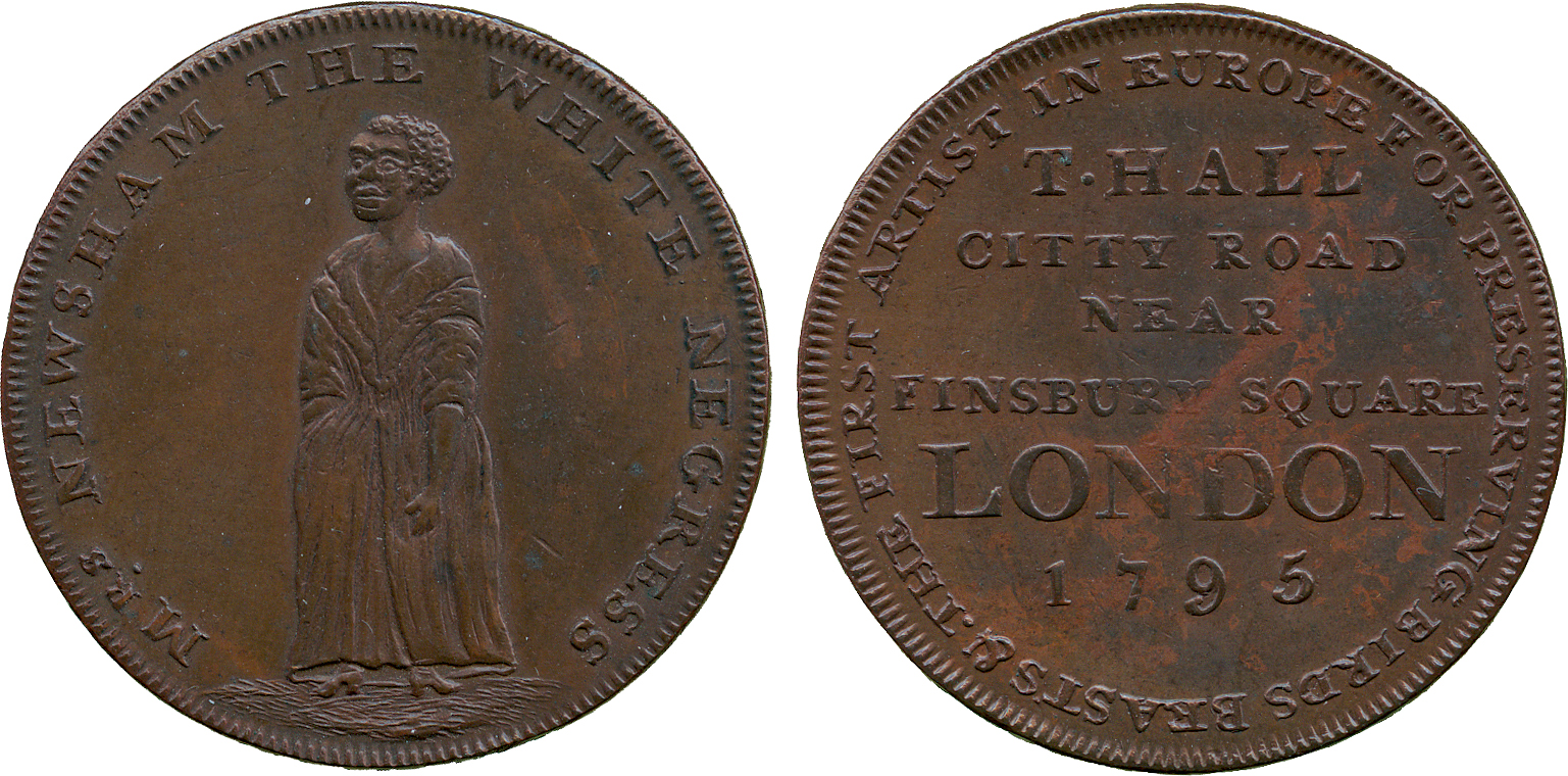 BRITISH 18th CENTURY TOKENS, Thomas Hall, Copper Penny, 1795, obv woman ...