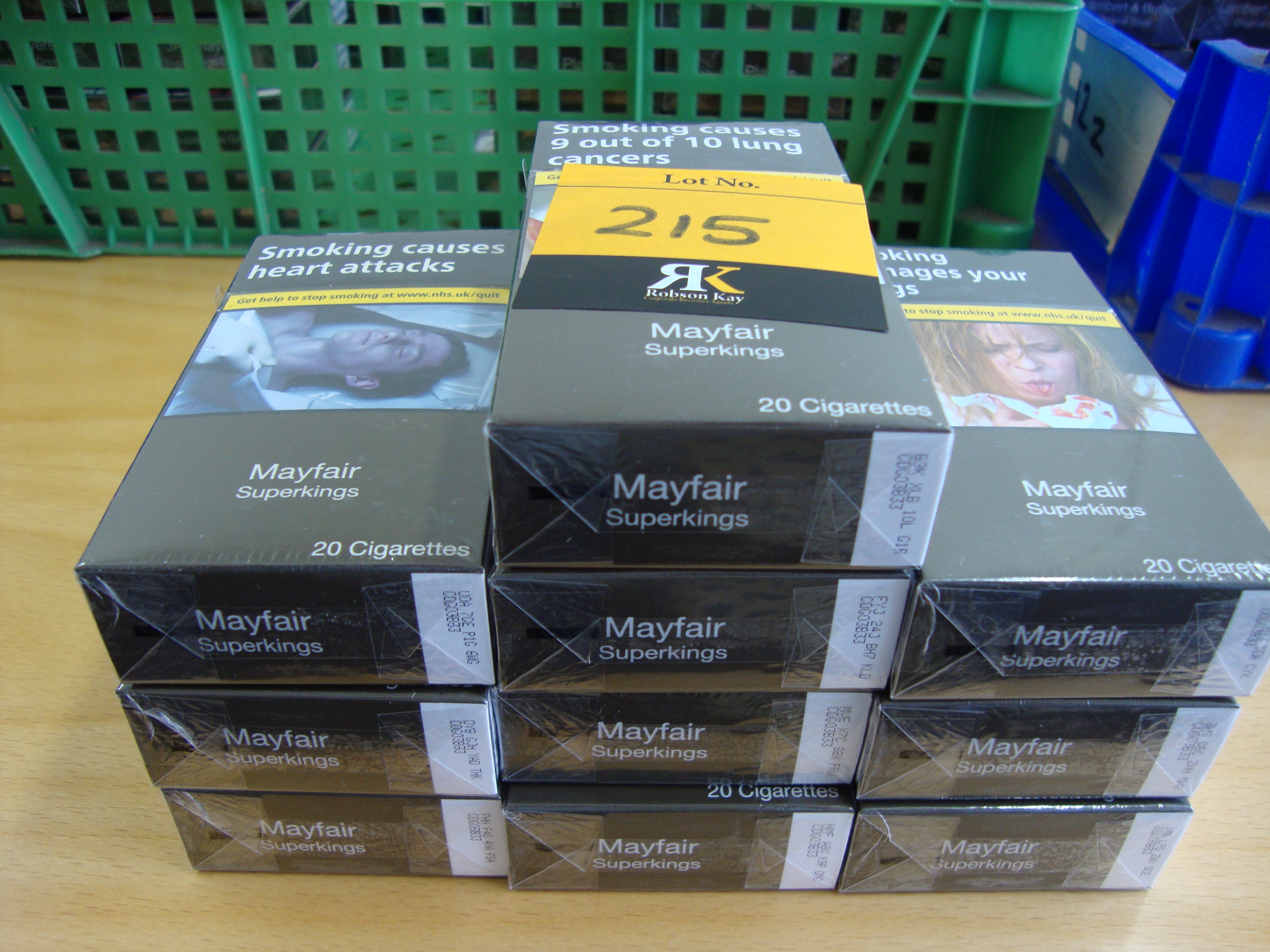 10 packs of Mayfair Superkings cigarettes NB. All pack sizes 20