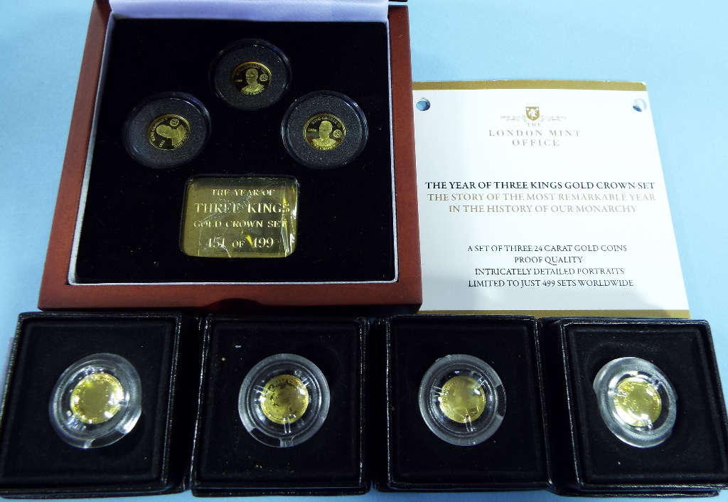 A Year of Three Kings gold crown coin set, boxed with certificate, and ...