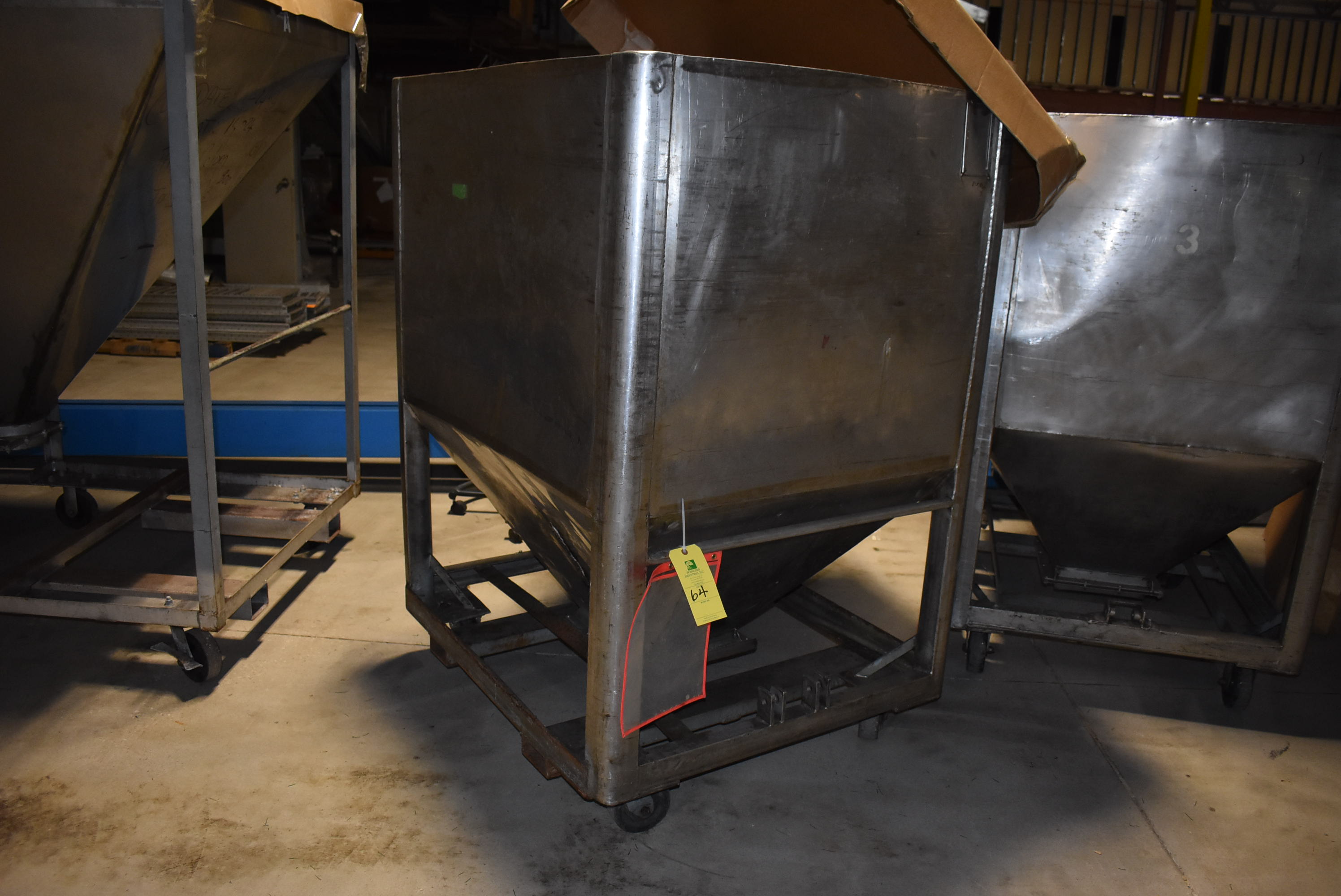 Stainless Steel Bin with Slide Gates, 4-Wheel Base, 48" x 39" x 54" Depth
