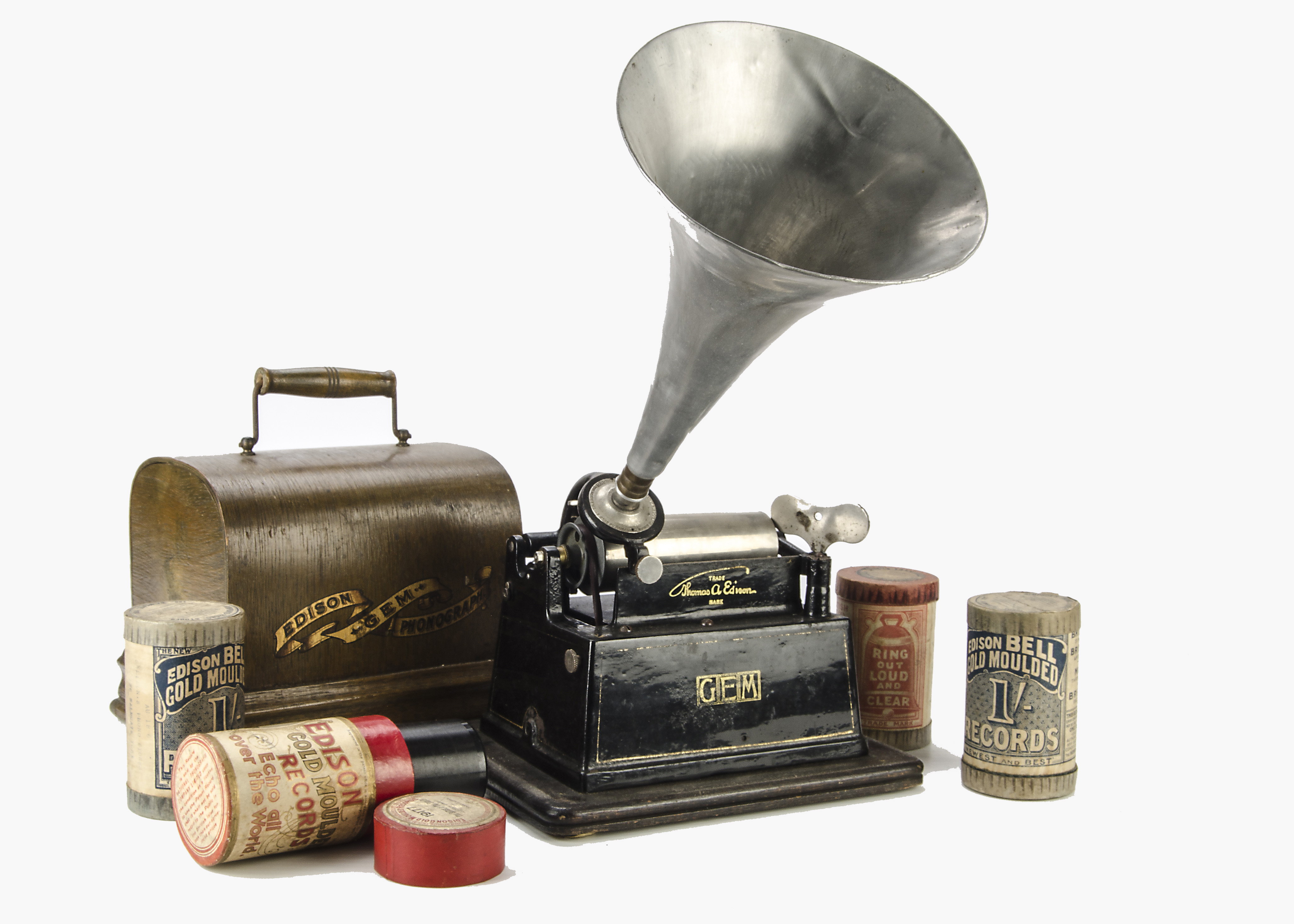 Phonograph: an Edison Gem phonograph, Model A No. G69490, with C ...