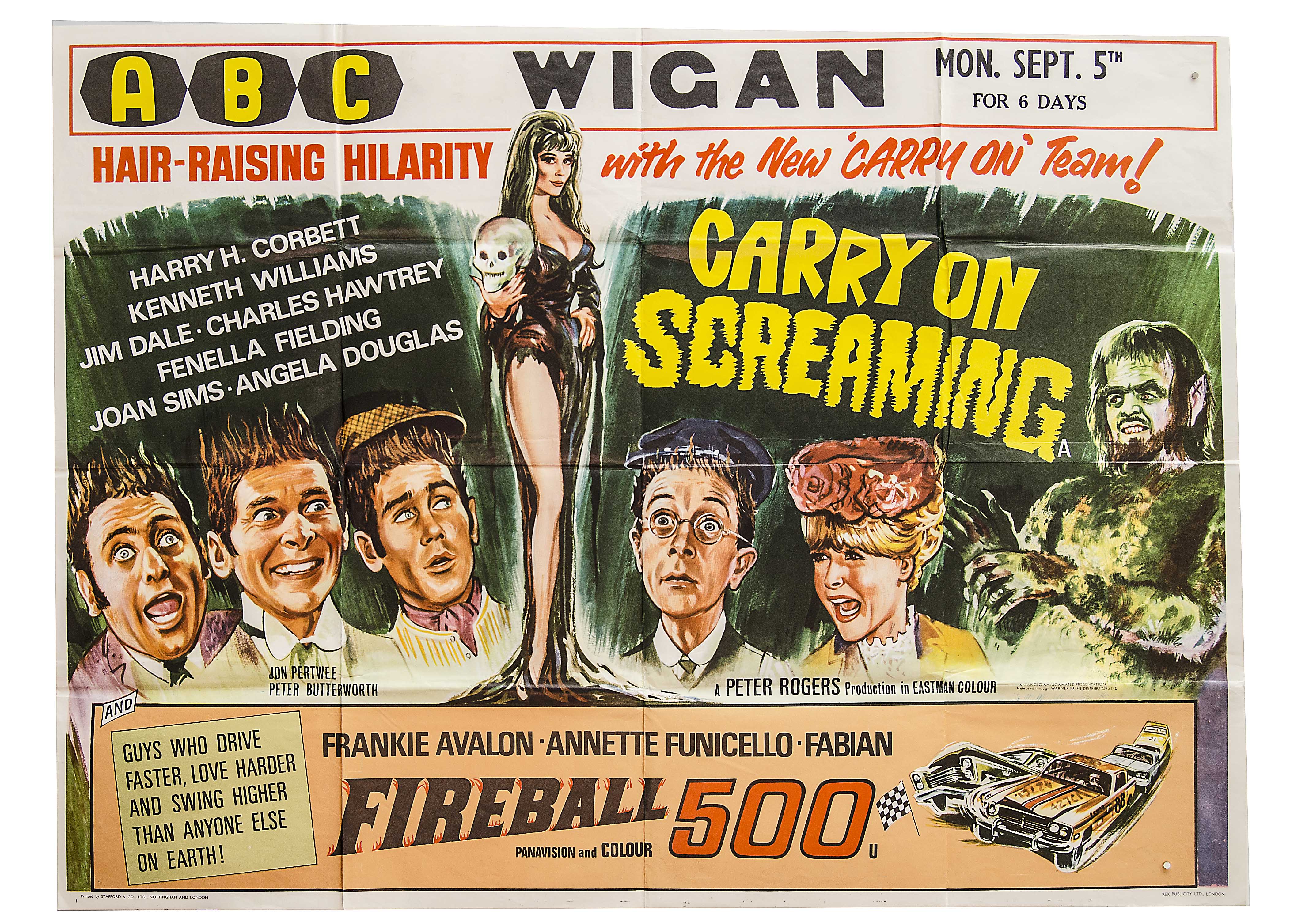 Carry On: Original UK ABC Combo issue Quad movie / film poster for 1966 films 'Carry On Screaming