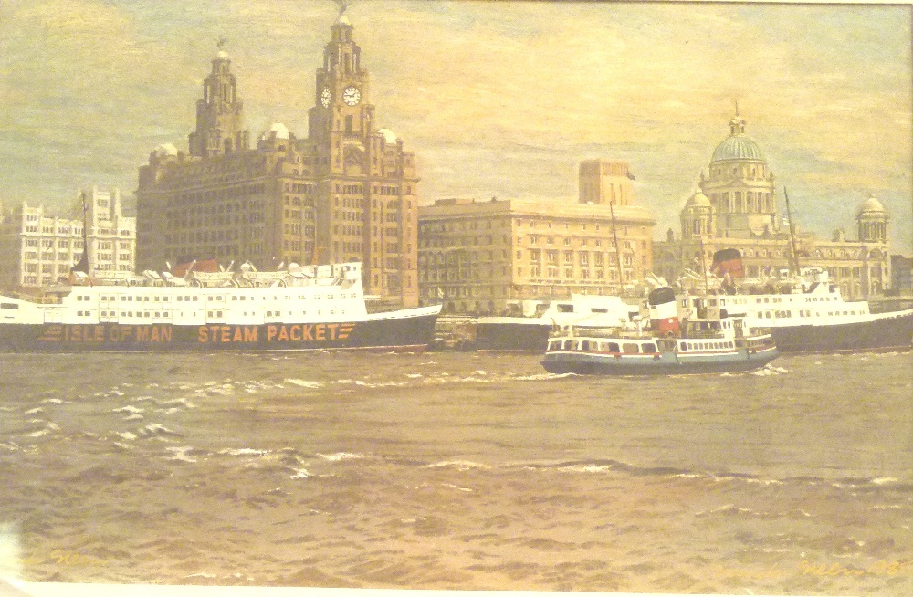 SIGNED LIVERPOOL WATERFRONT PRINT. Hand signed Frank Green print of ...