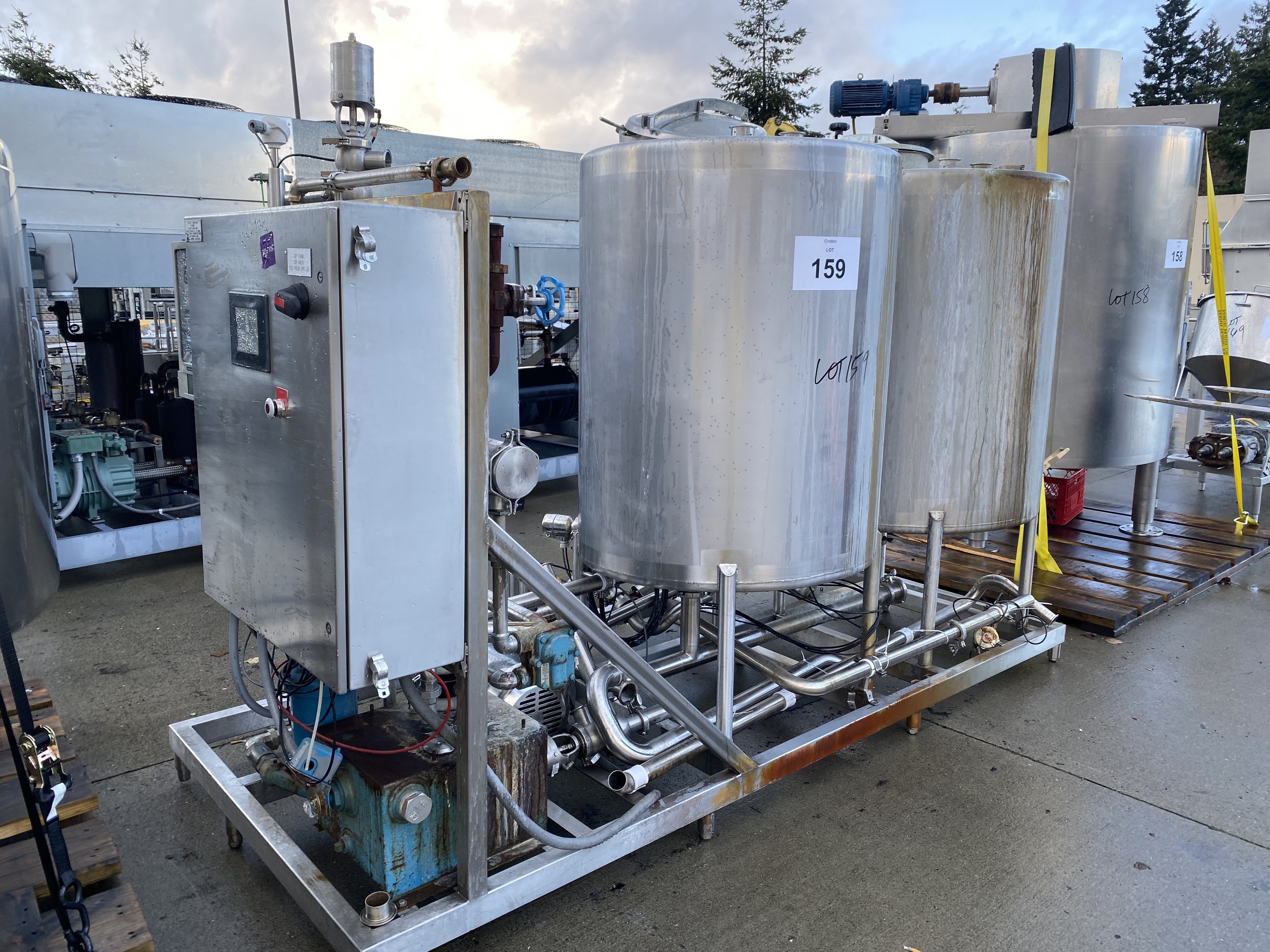 Carnitech Marel Food Systems CIP skid with (2) 220 gallons capacity, 36 ...