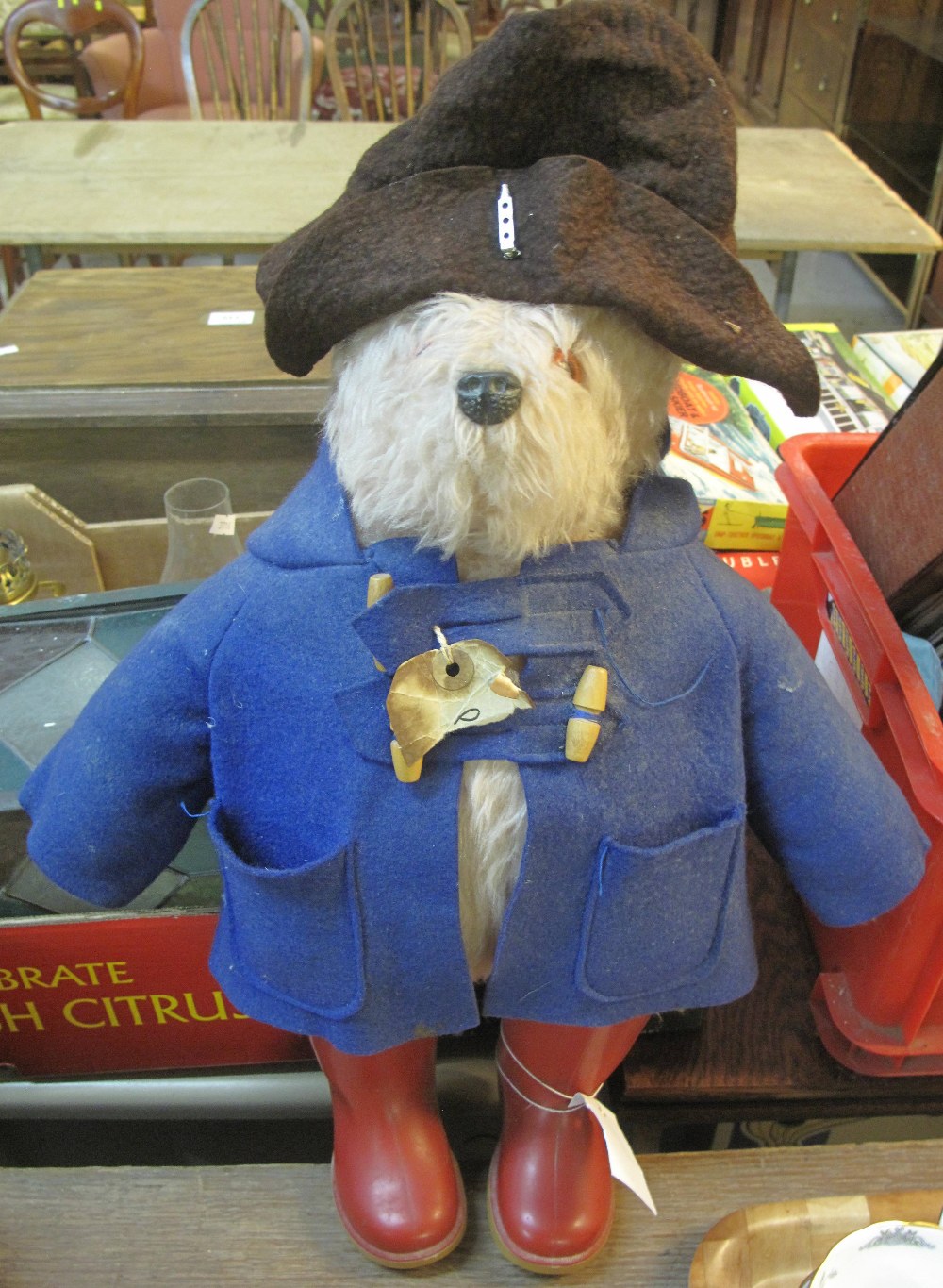 Paddington teddy bear with hat, coat and wellies.