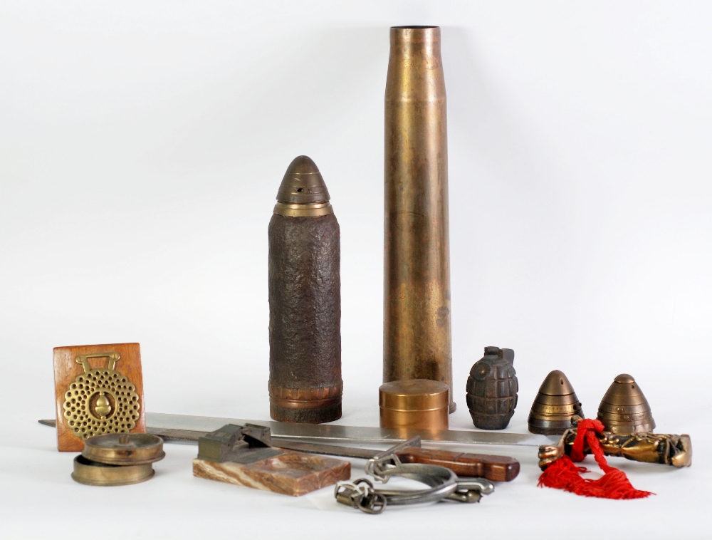 WORLD WAR II BRASS SHELL CASE marked 6PR 7CWT 1942, 17 1/2" (44.5cm ...