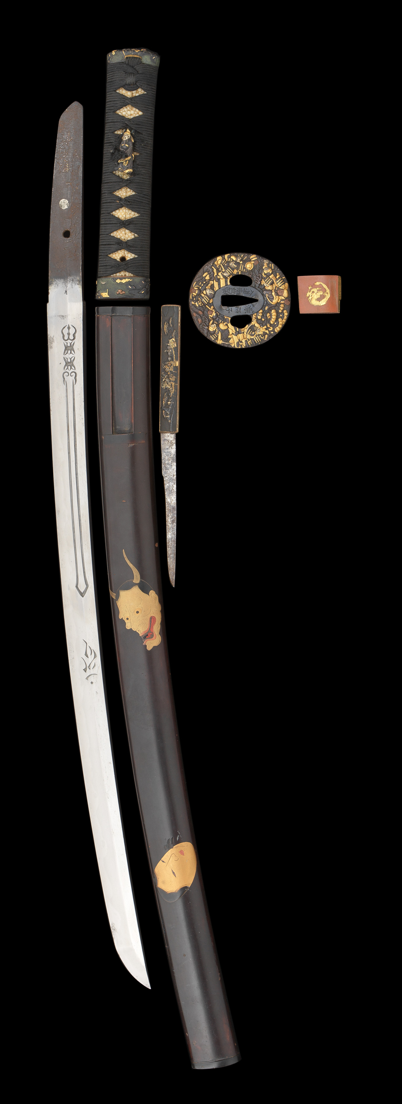 A JAPANESE SWORD (WAKIZASHI), SHINSHINTO PERIOD the blade shinogi ...