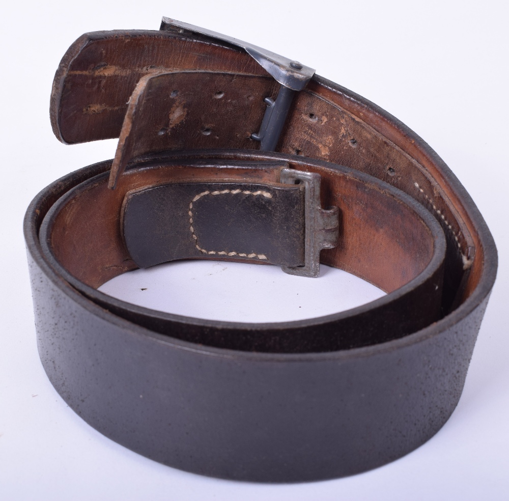 WW2 German Luftwaffe Combat Belt, in black leather with tab and steel ...