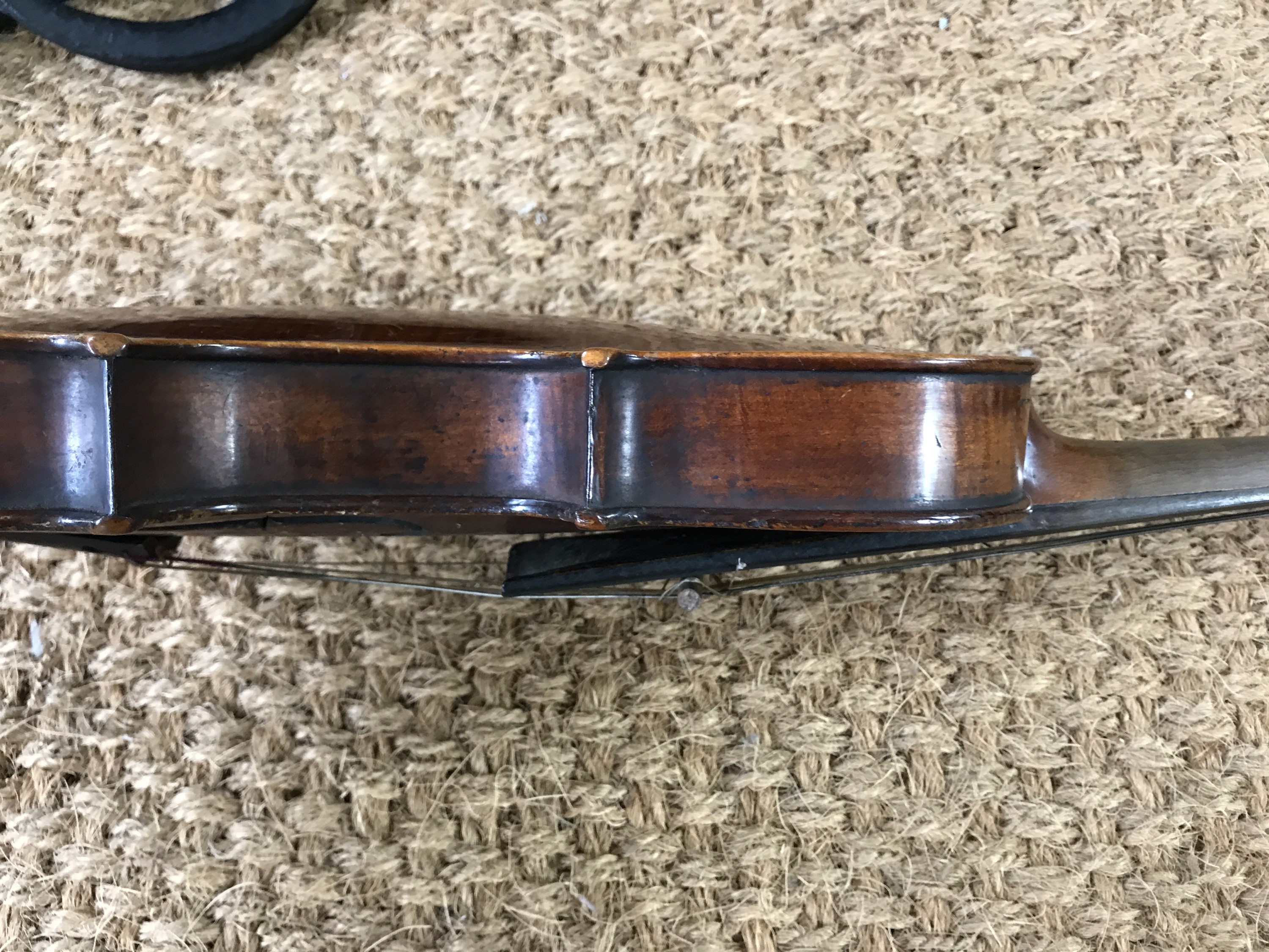 A late 19th Century German violin marked Hopf, having one-piece back ...