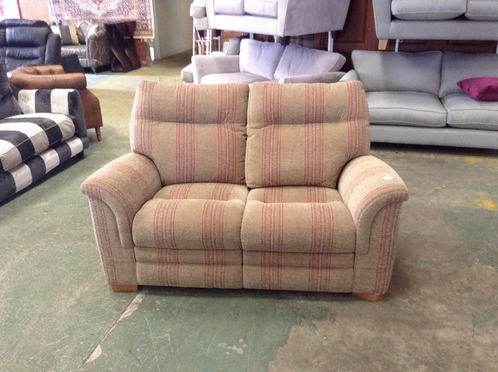 GOLD AND MULTI-COLOURED PATTERNED 2 SEATER SOFA (TR000871 WO0262620/71896)