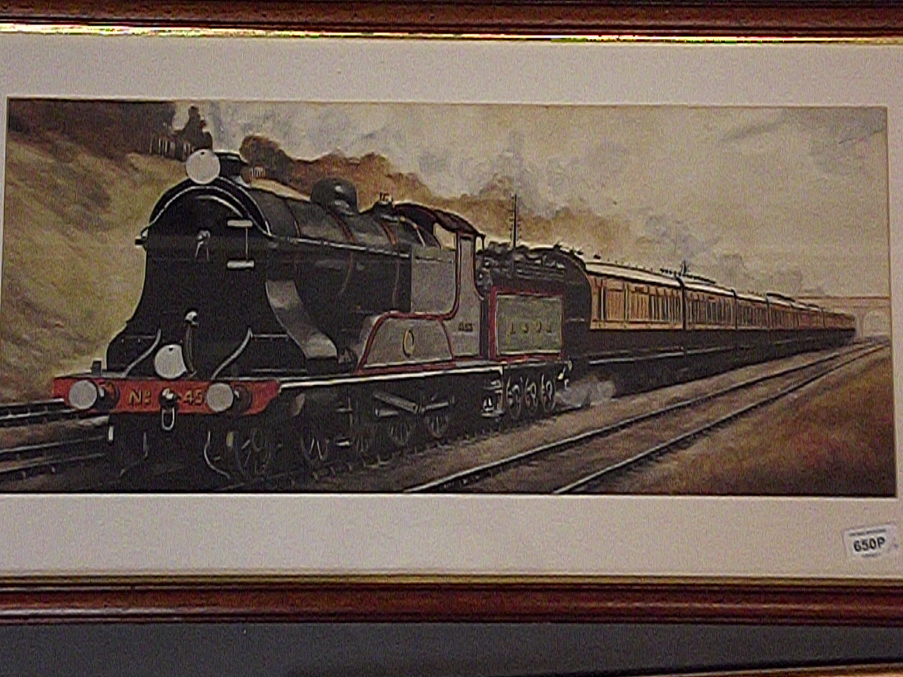A watercolour of an LSWR steam locomotive, no.453, together with a ...