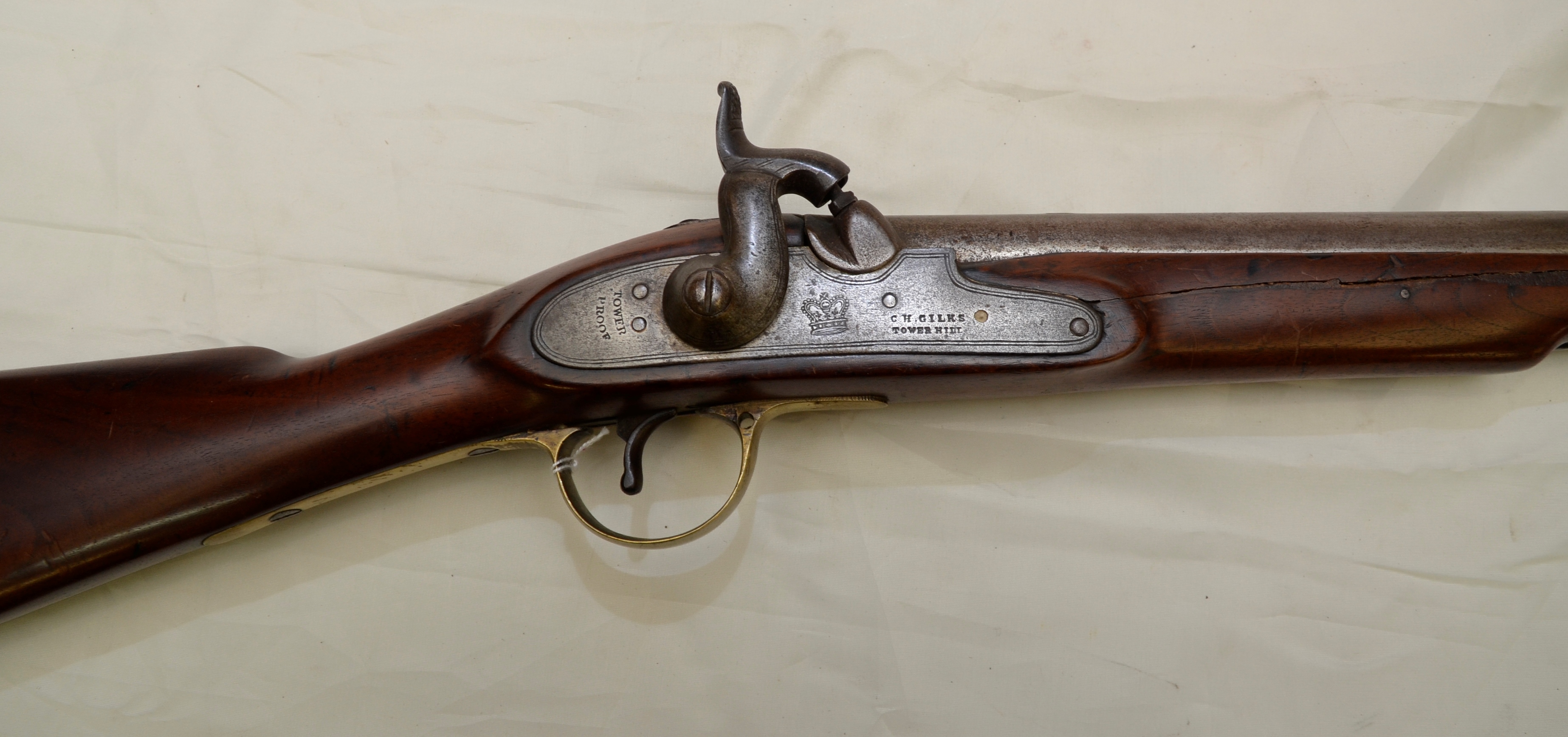 Percussion cap tower musket with half stock and 32 inch barrel, the ...