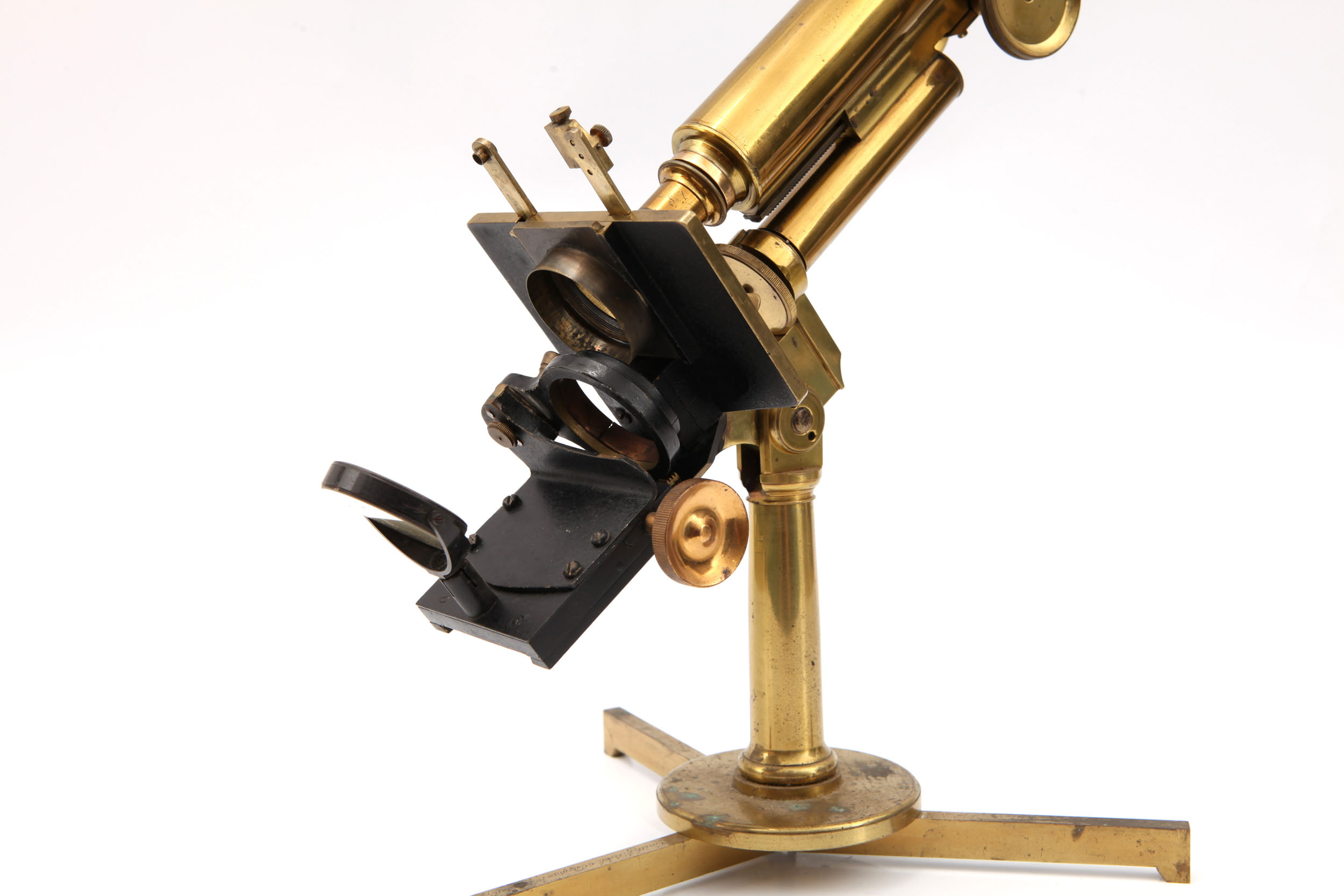 Unrecorded Smith & Beck Microscope Model, signed along the folding foot ...