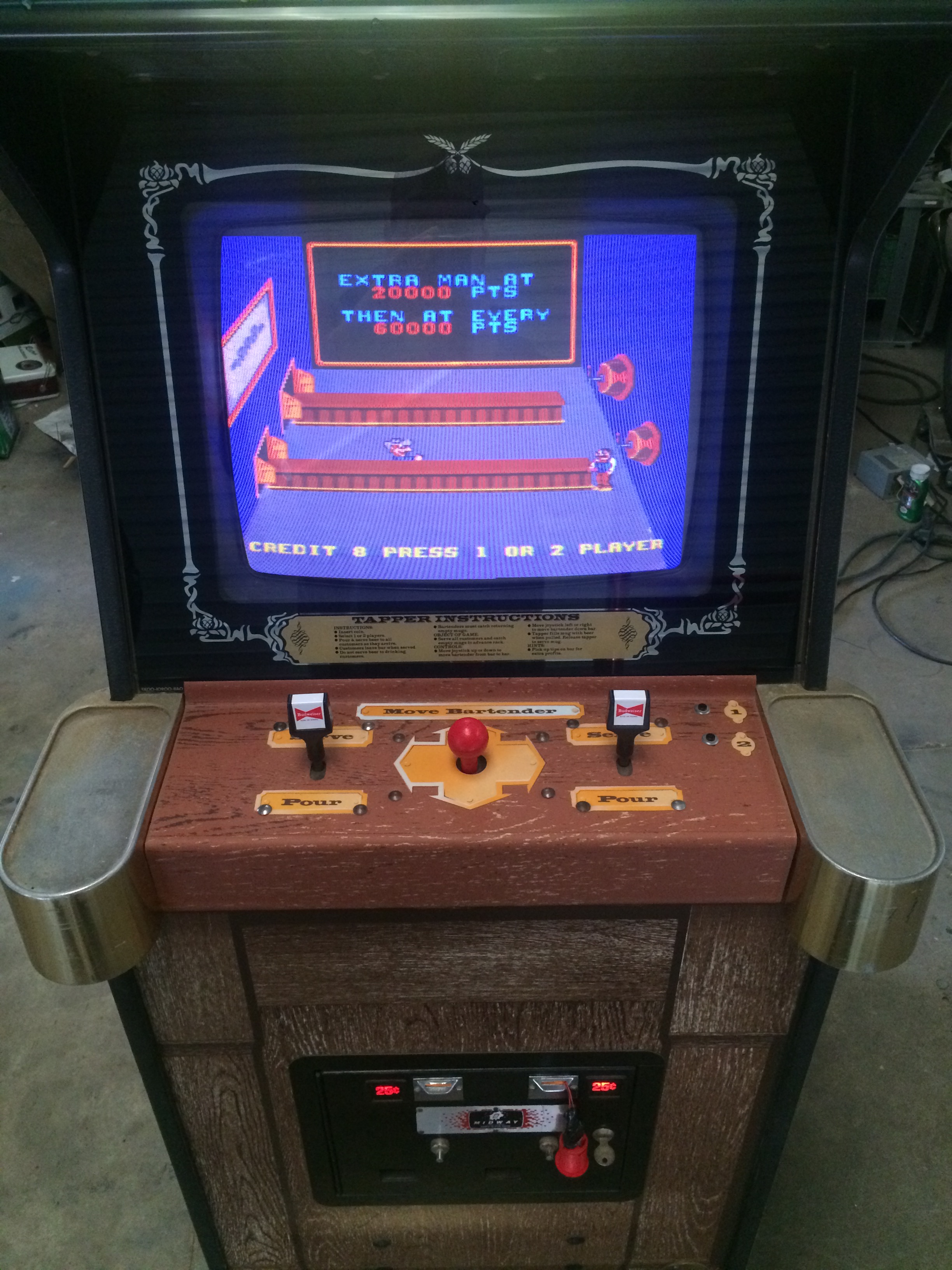 BUDWEISER TAPPER CLASSIC ARCADE GAME BALLY Item is in used condition ...