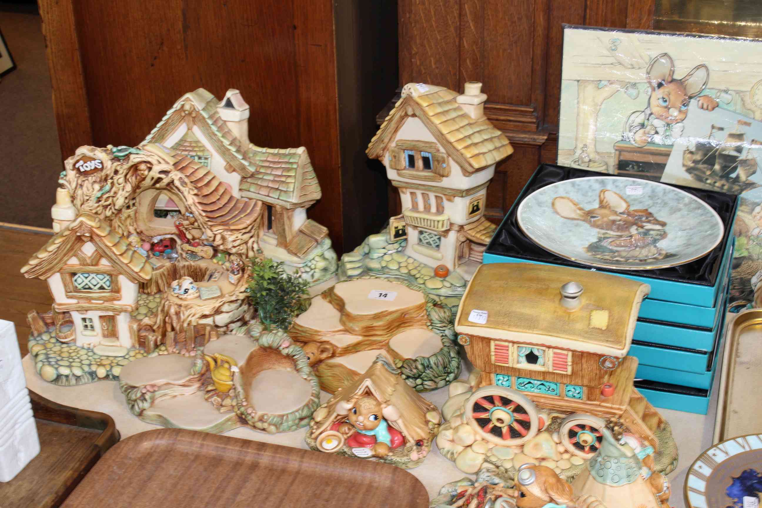 Pendelfin: Collection including buildings, stands, dasher, caravan, etc