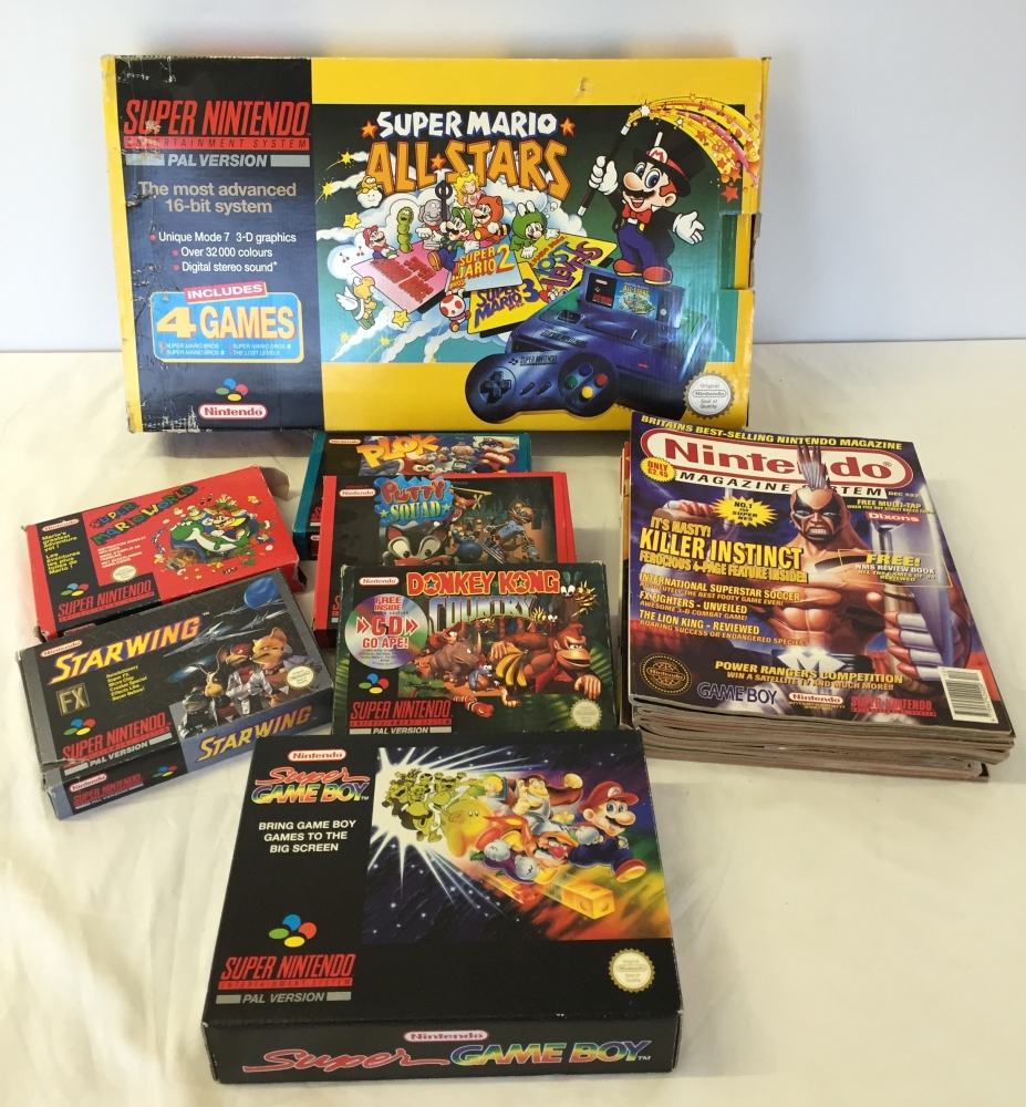 A boxed Super Nintendo Entertainment System (SNES) Super Mario All ...