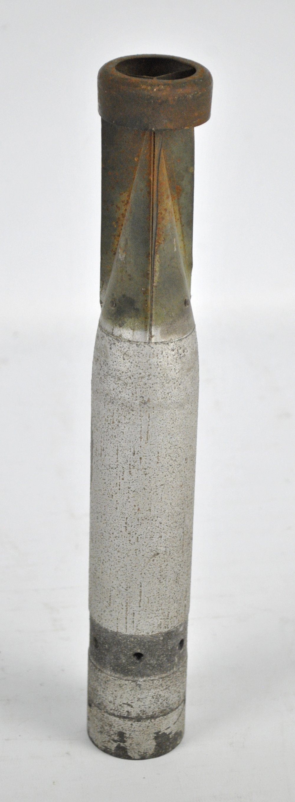 A WWII German incendiary bomb, with distinctive fin shape, marked 182 ...