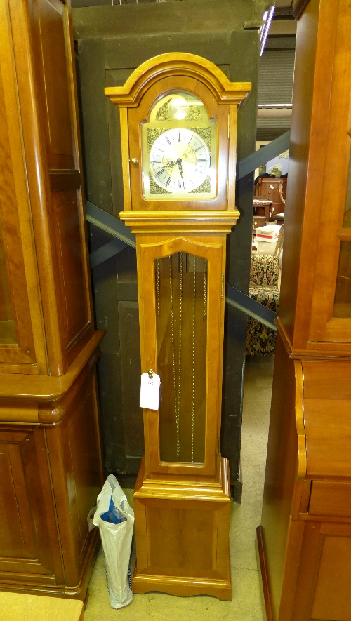 A cherrywood Thomas Byrne grandmother clock