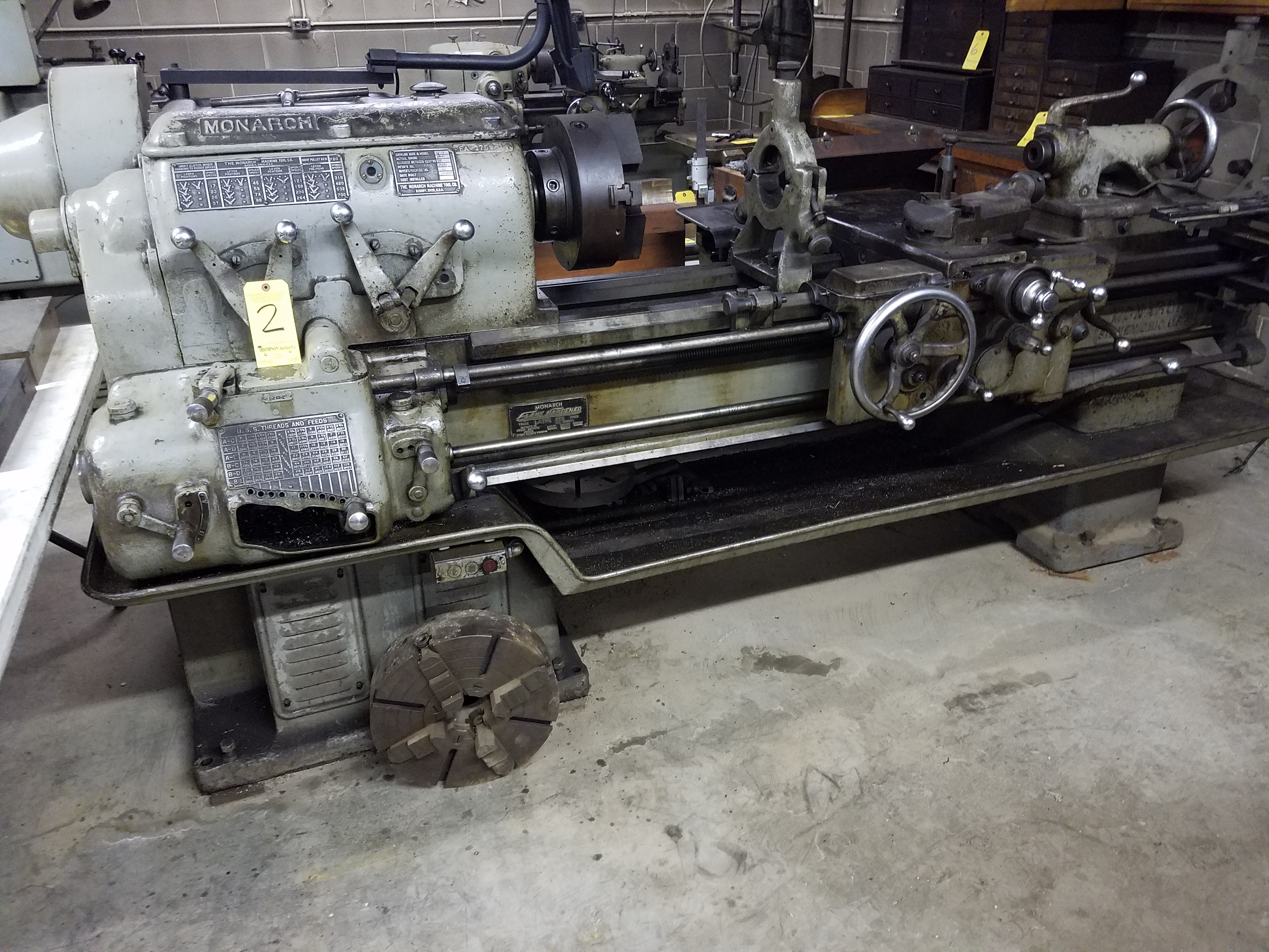 Monarch 16 in CY Lathe, 18 in x 54 in Capacity, s/n 26240, 12 in 3-Jaw ...