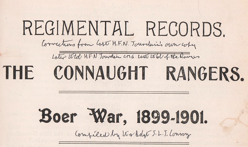 Connaught Rangers REGIMENTAL RECORDS. THE CONNAUGHT RANGERS BOER WAR ...