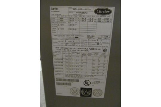 CARRIER ROOFTOP ELECTRIC COOLING UNIT MODEL 50TJ-008-621 88" WIDE X 58 ...
