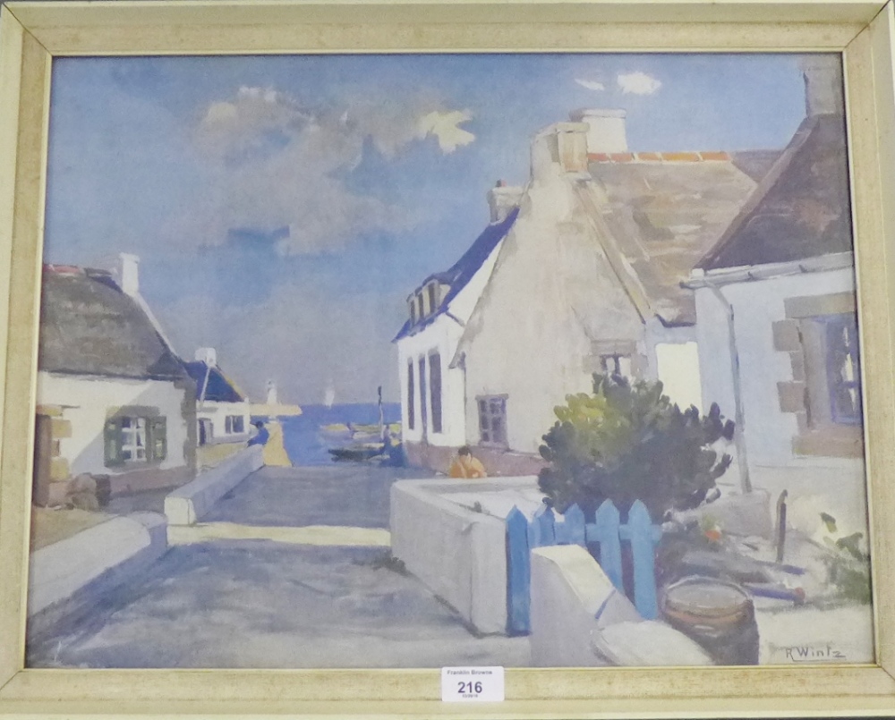 A framed Raymond Wintz print, The Road to the Sea, with a Medici ...