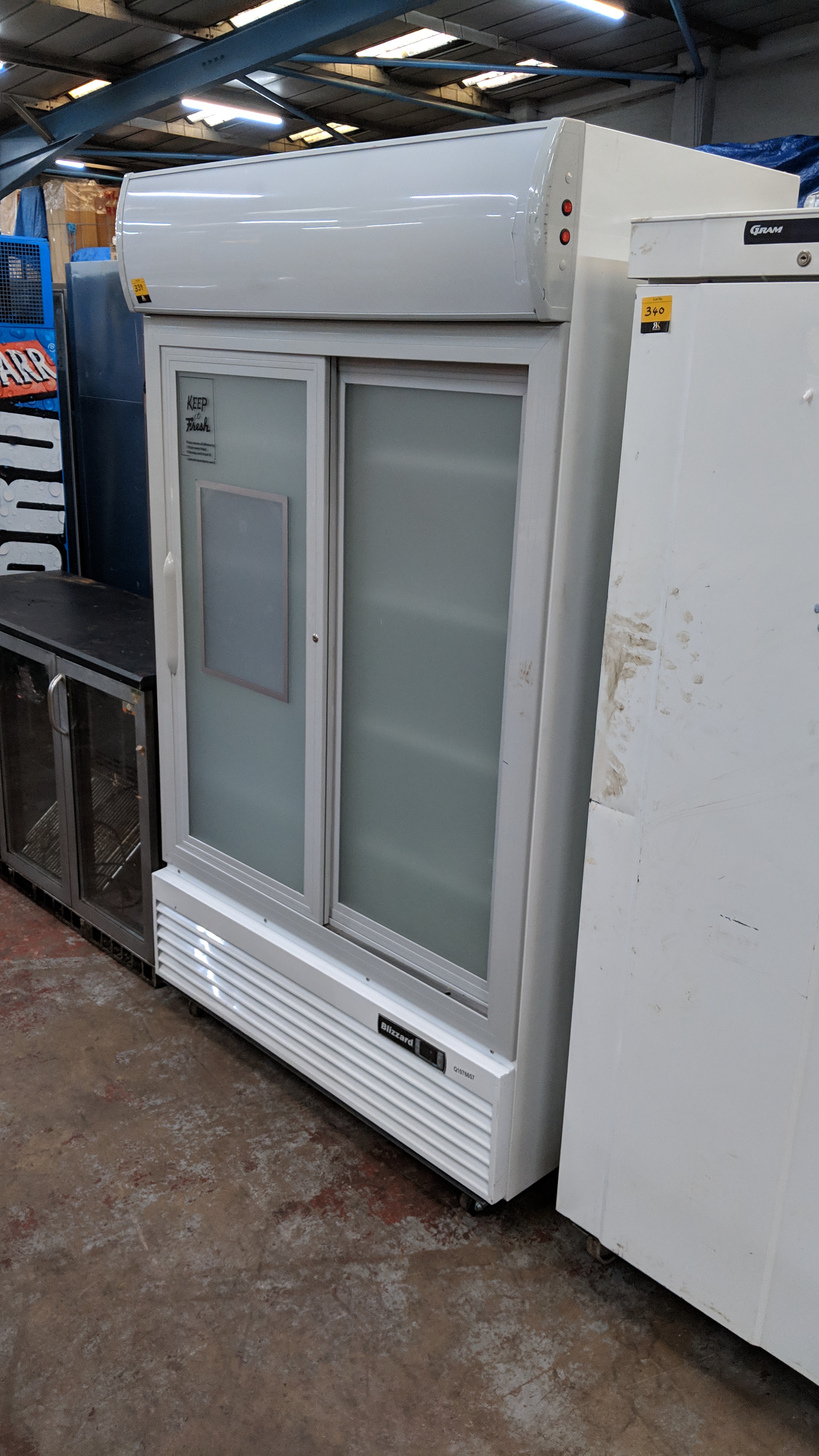 Blizzard display fridge with frosted glass sliding doors, GD1005L ...