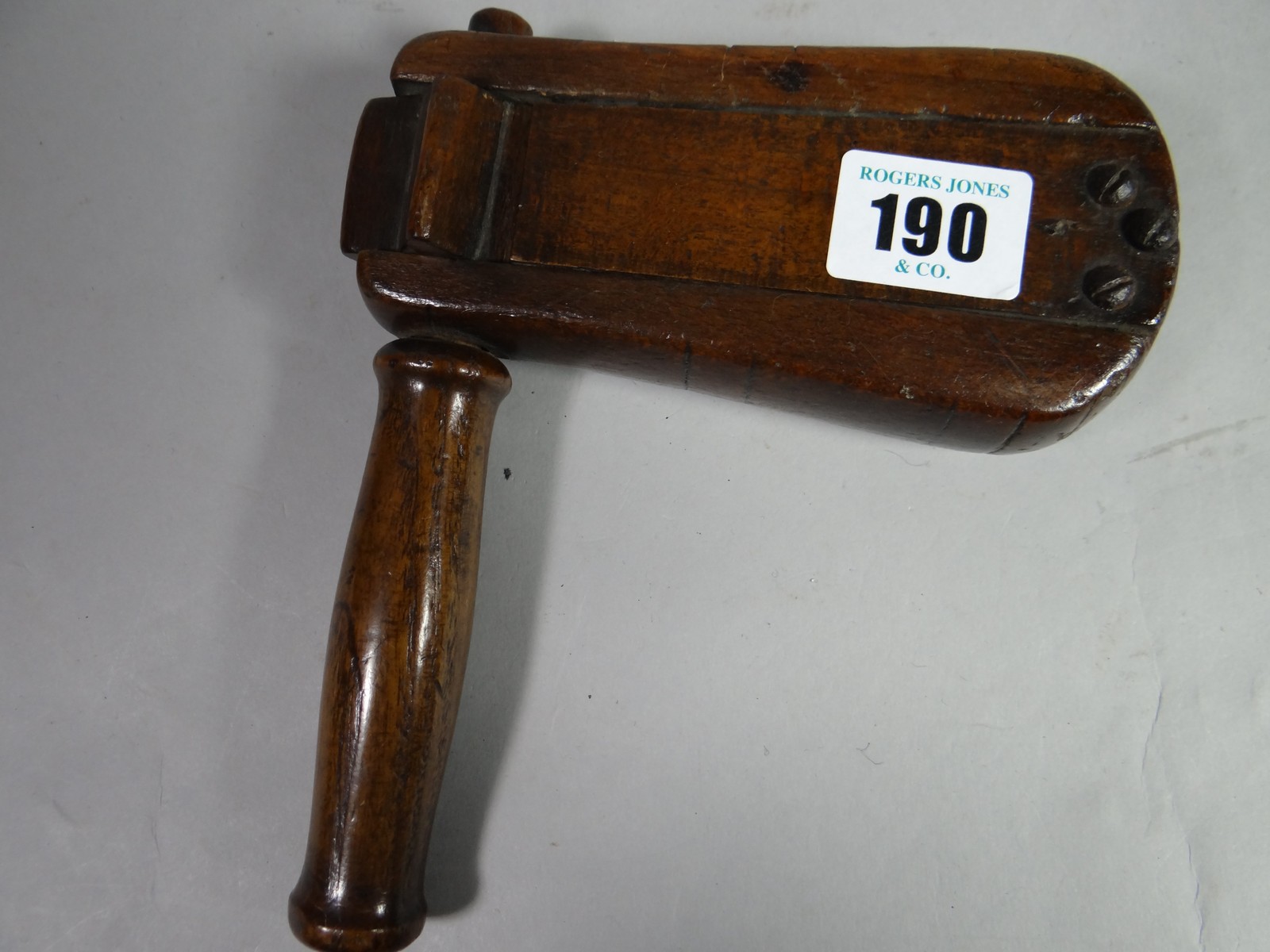 A Victorian wooden police rattle marked '148'