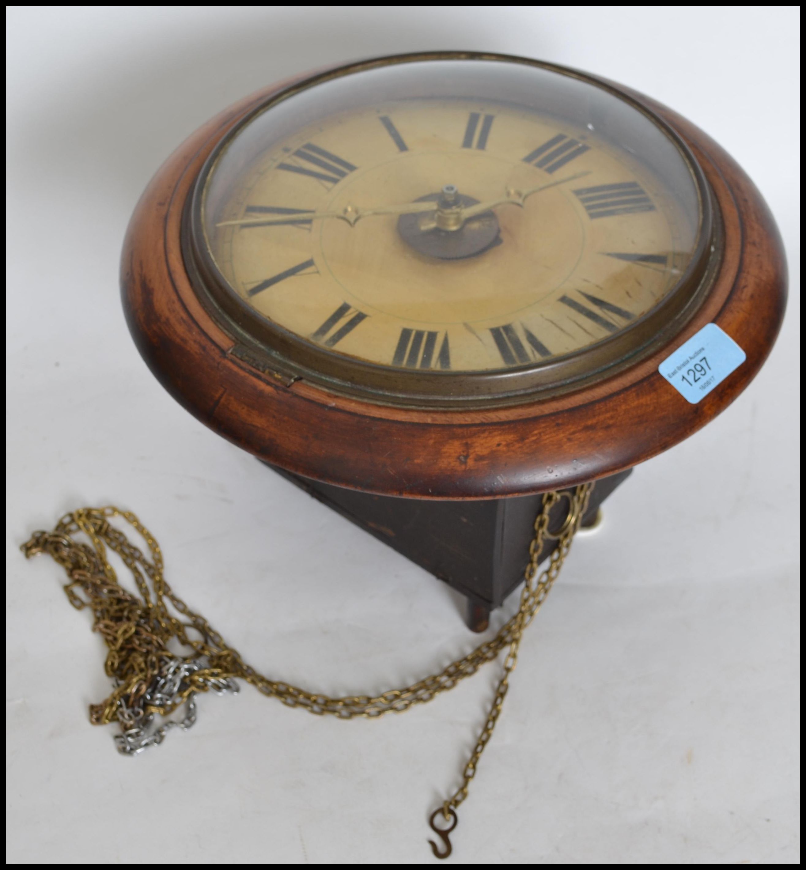 A Victorian mahogany postmans station clock striking on a bell complete ...