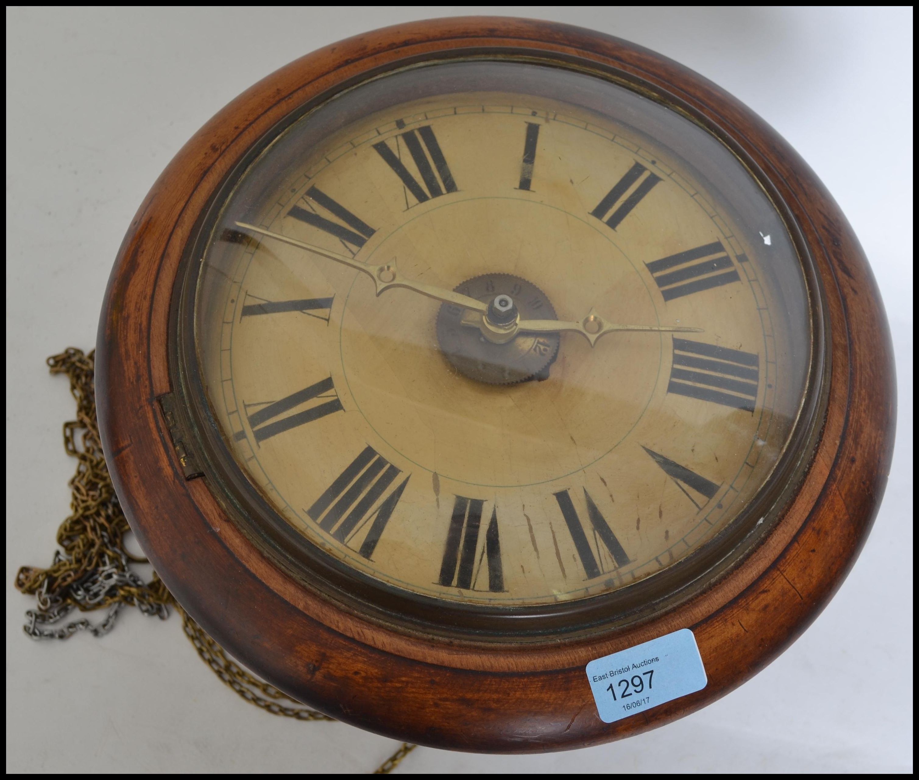 A Victorian mahogany postmans station clock striking on a bell complete ...