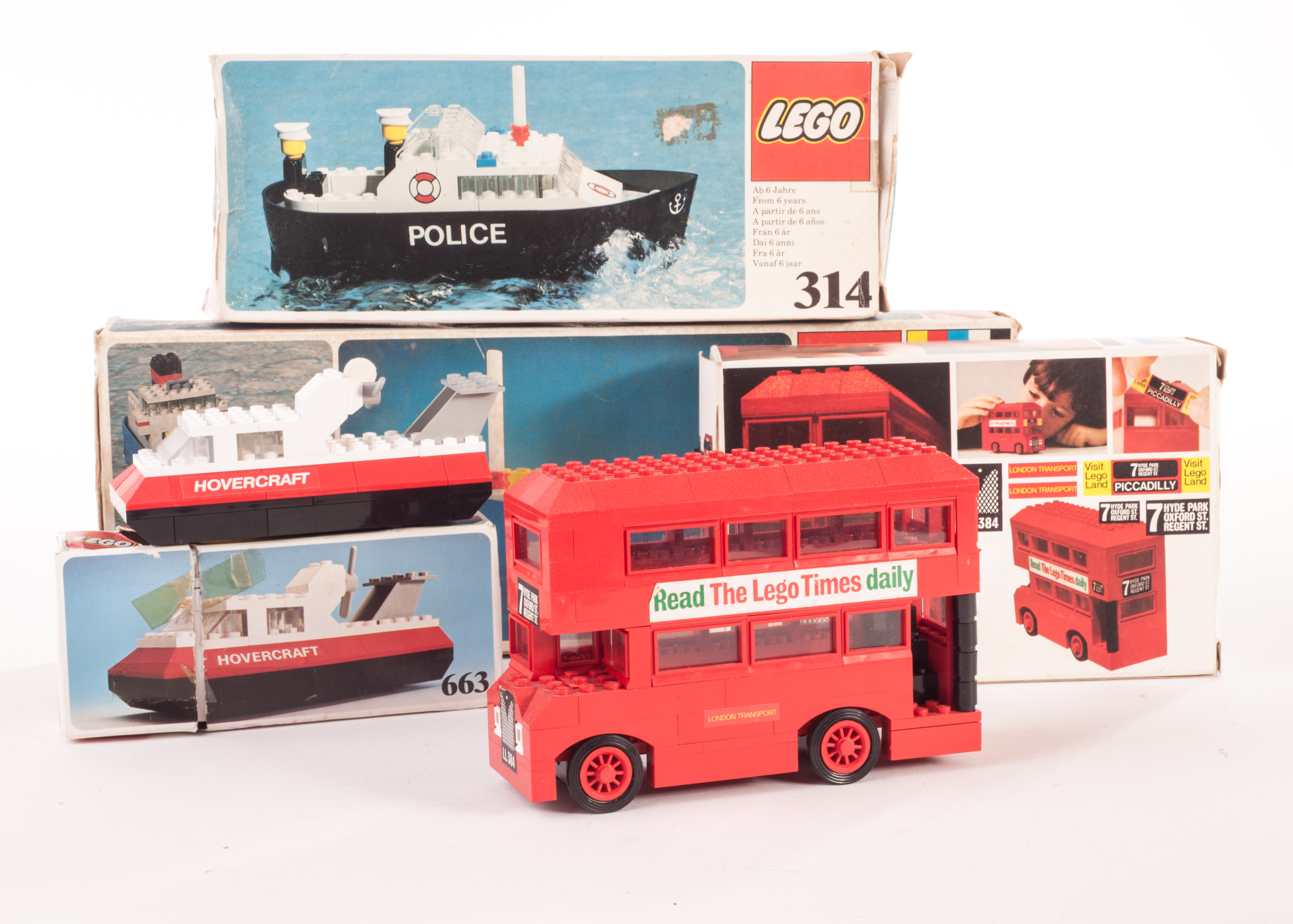 1970s Lego Transport models: 315 Container Ship, 663 Hovercraft, 384 ...