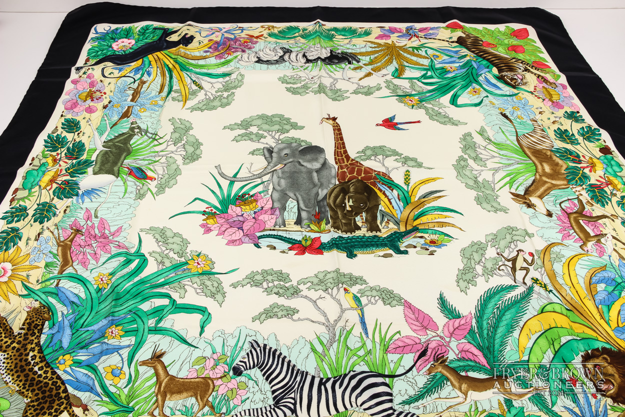 A vintage Gucci silk scarf printed with all over design of African ...